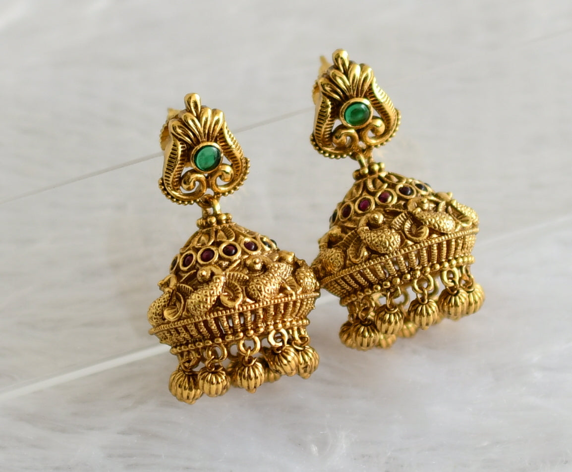 matte finish kemp-green peacock jhumkka dj-47129 – dreamjwell
