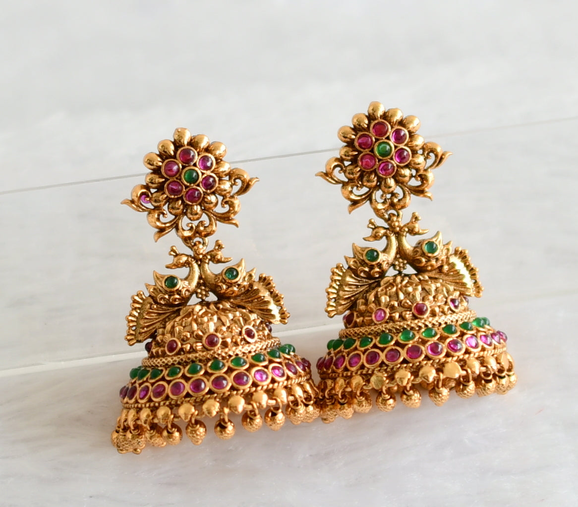 Matte finish kemp-green peacock jhumkka dj-40997 – dreamjwell