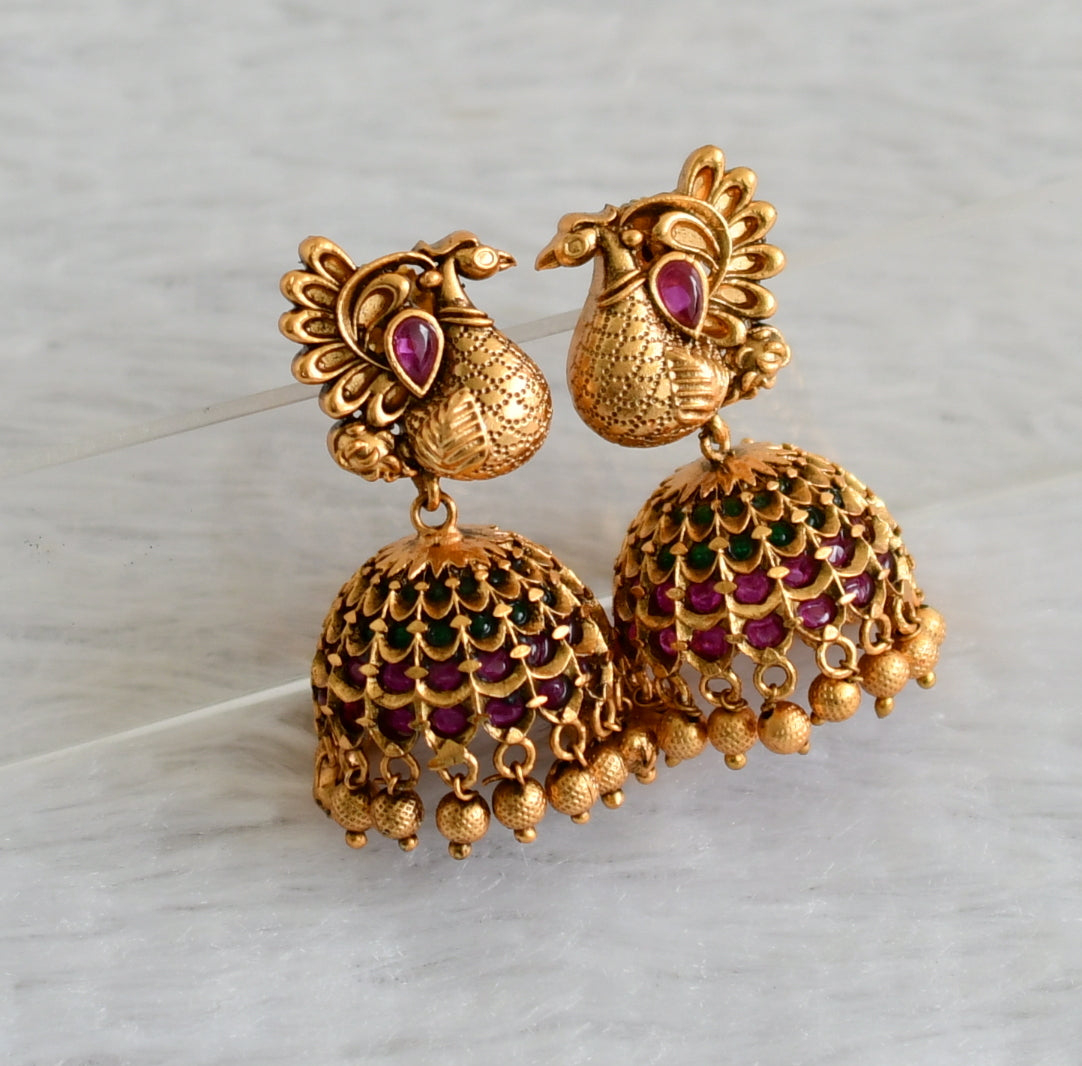 Matte finish kemp-green peacock jhumkka dj-47935 – dreamjwell