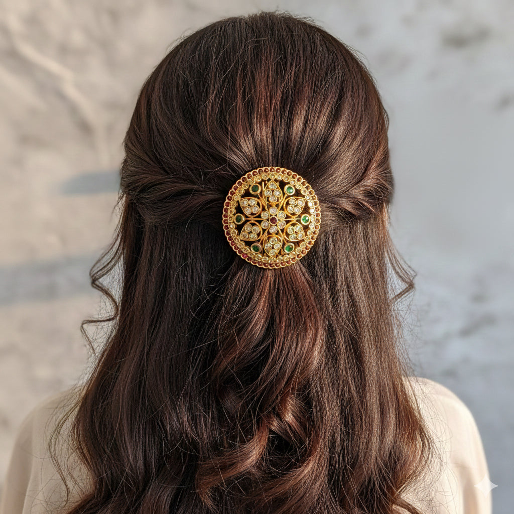 Matte finish kemp-green flower hair jewel dj-52024 – dreamjwell