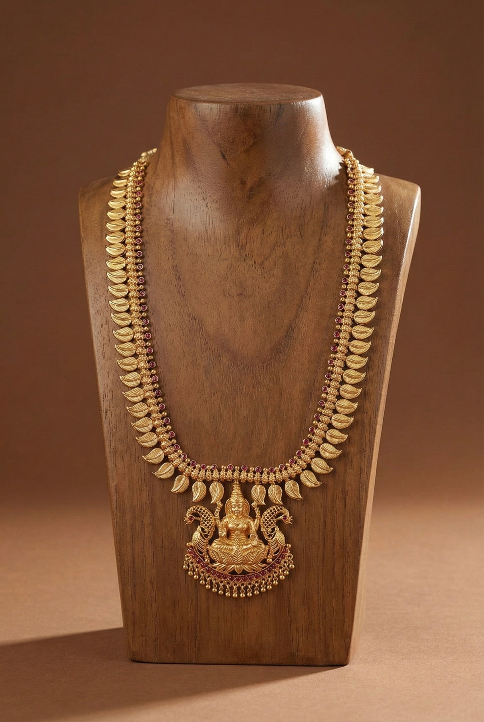 Gold look alike kerala style AD pink lakshmi mango haar dj-51955 ...