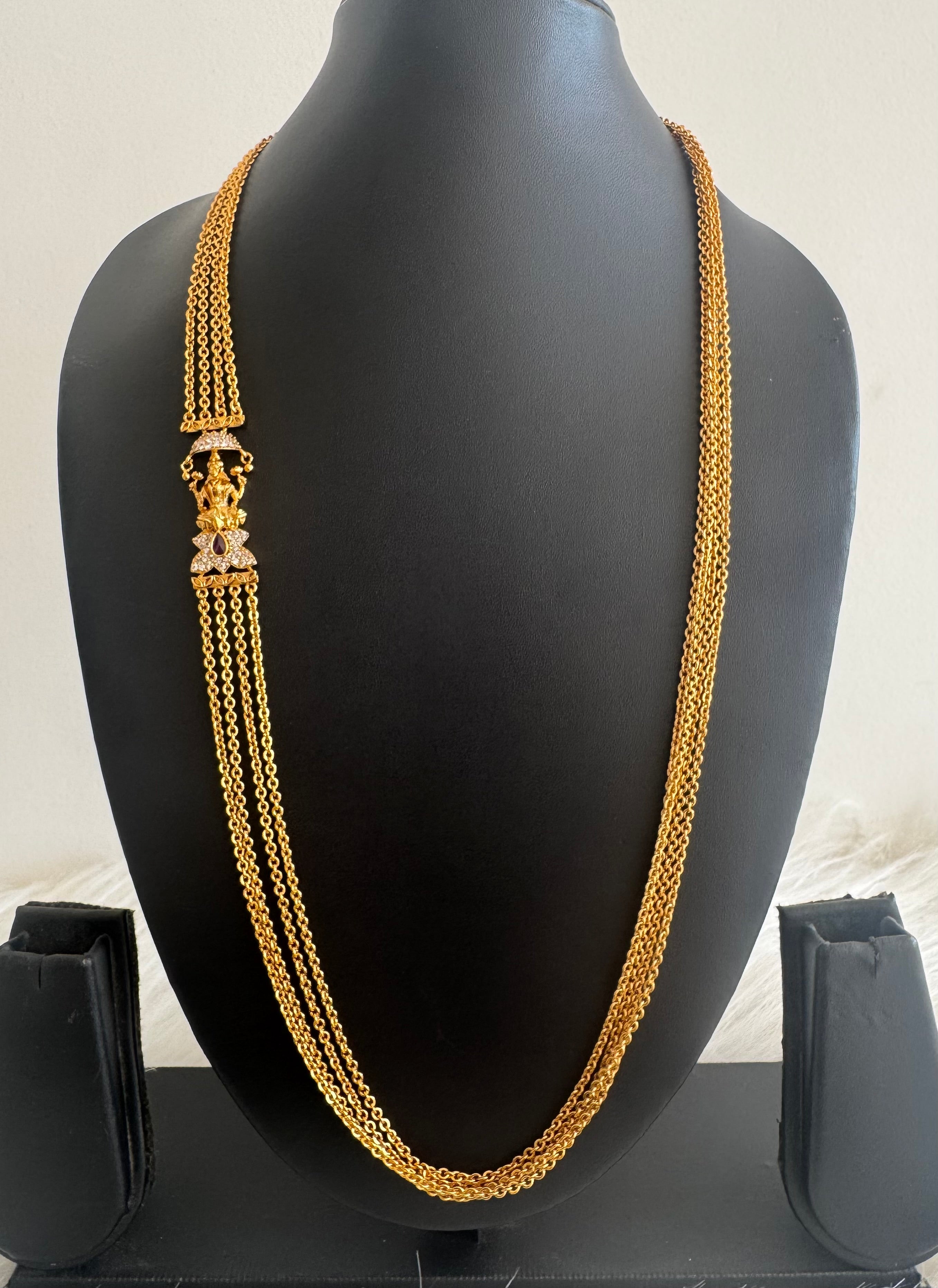 Matte finish cz kemp lakshmi lotus mugappu chandra haar dj-51239 ...