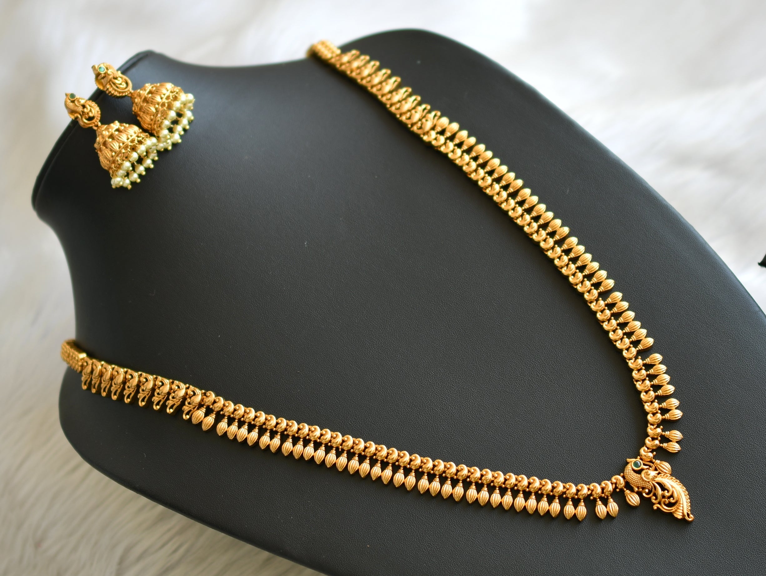 Matte finish mango-peacock haar set dj-42386 – dreamjwell