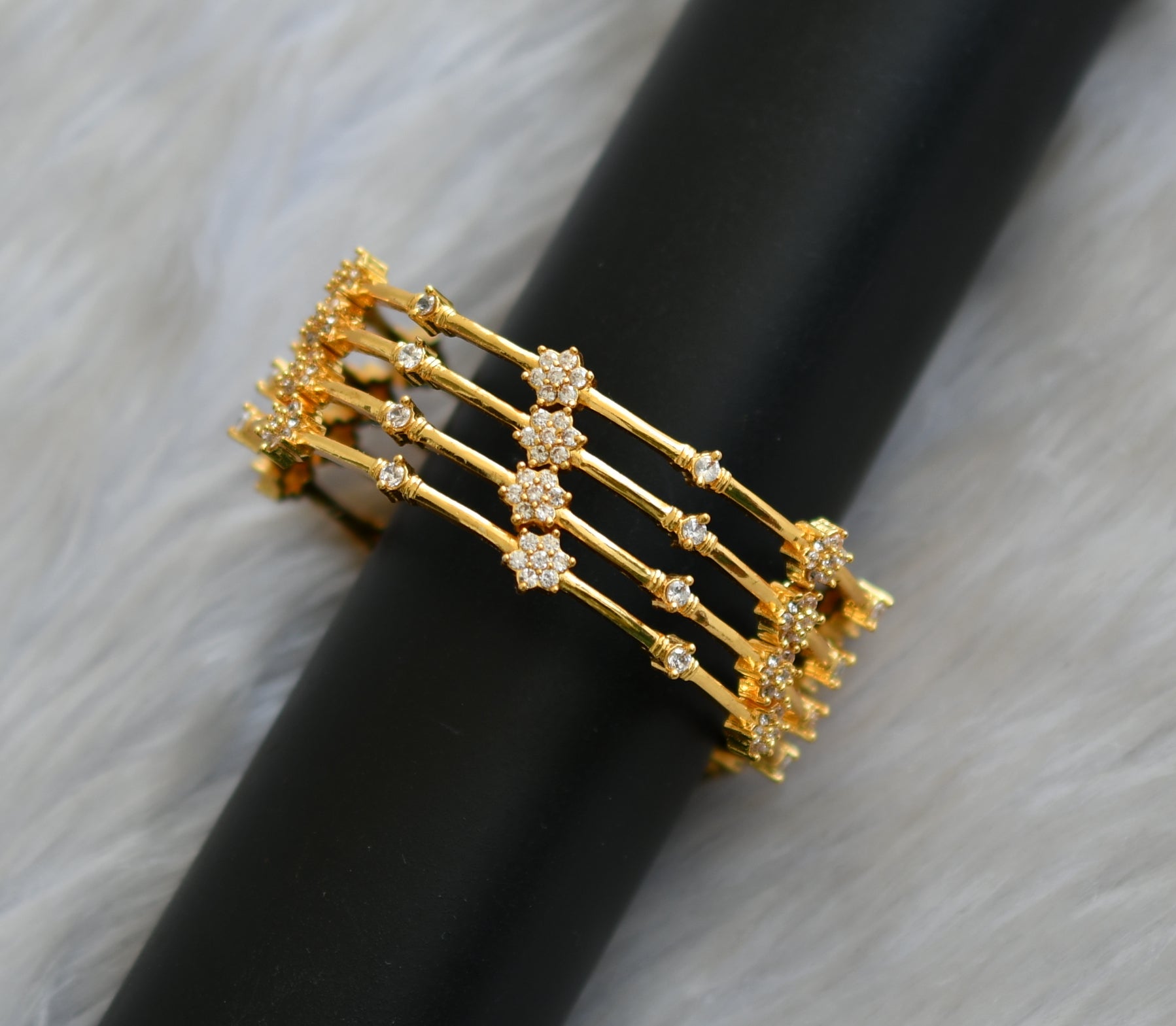 Gold tone cz white stone Nakshatra set of 4 Bangles(2.6) dj-42400 ...