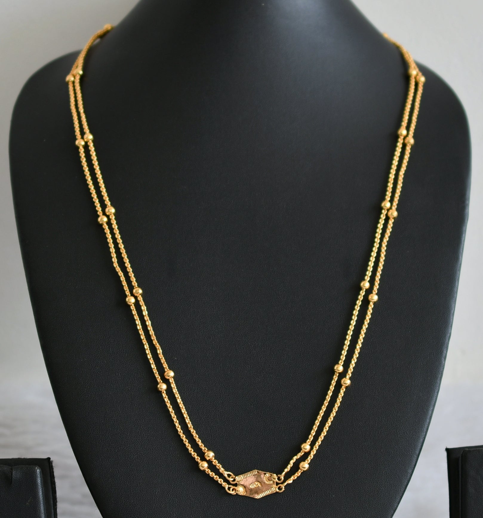 Gold tone 24 inches ball double layer chain dj-48824 – dreamjwell