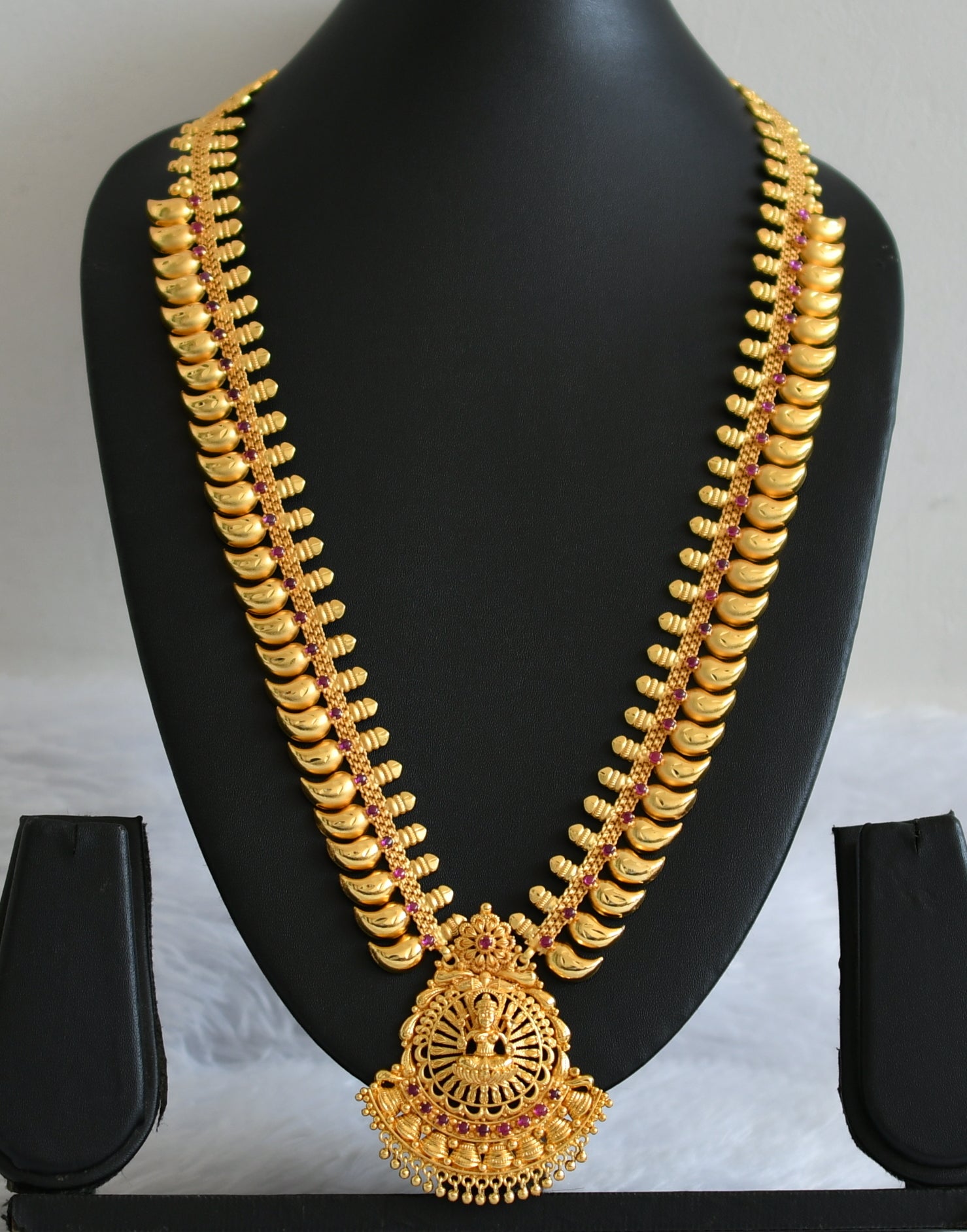 Gold tone pink stone mango lakshmi haar dj-50751 – dreamjwell