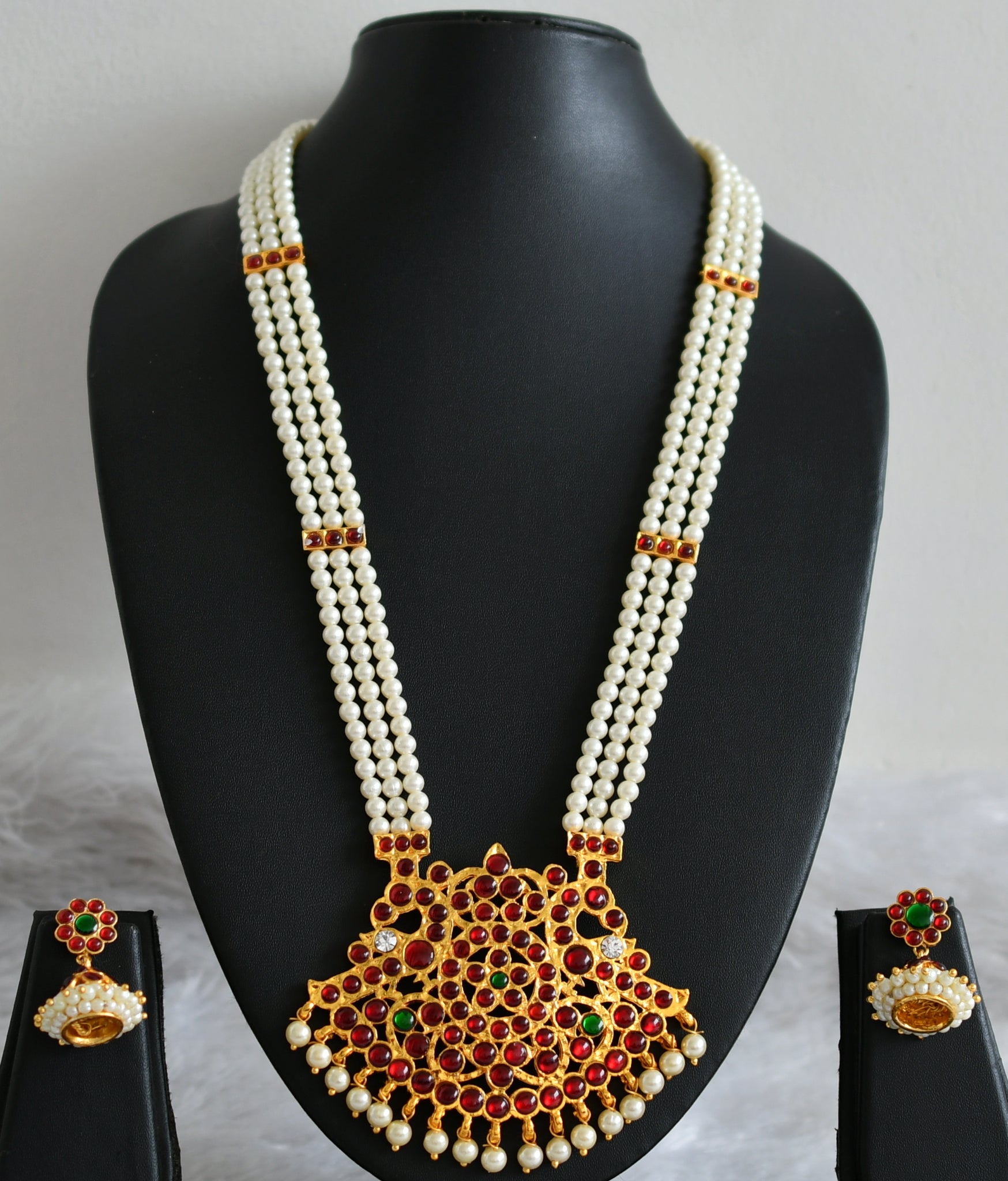 Gold tone kemp-green pearl haar set dj-48861 – dreamjwell