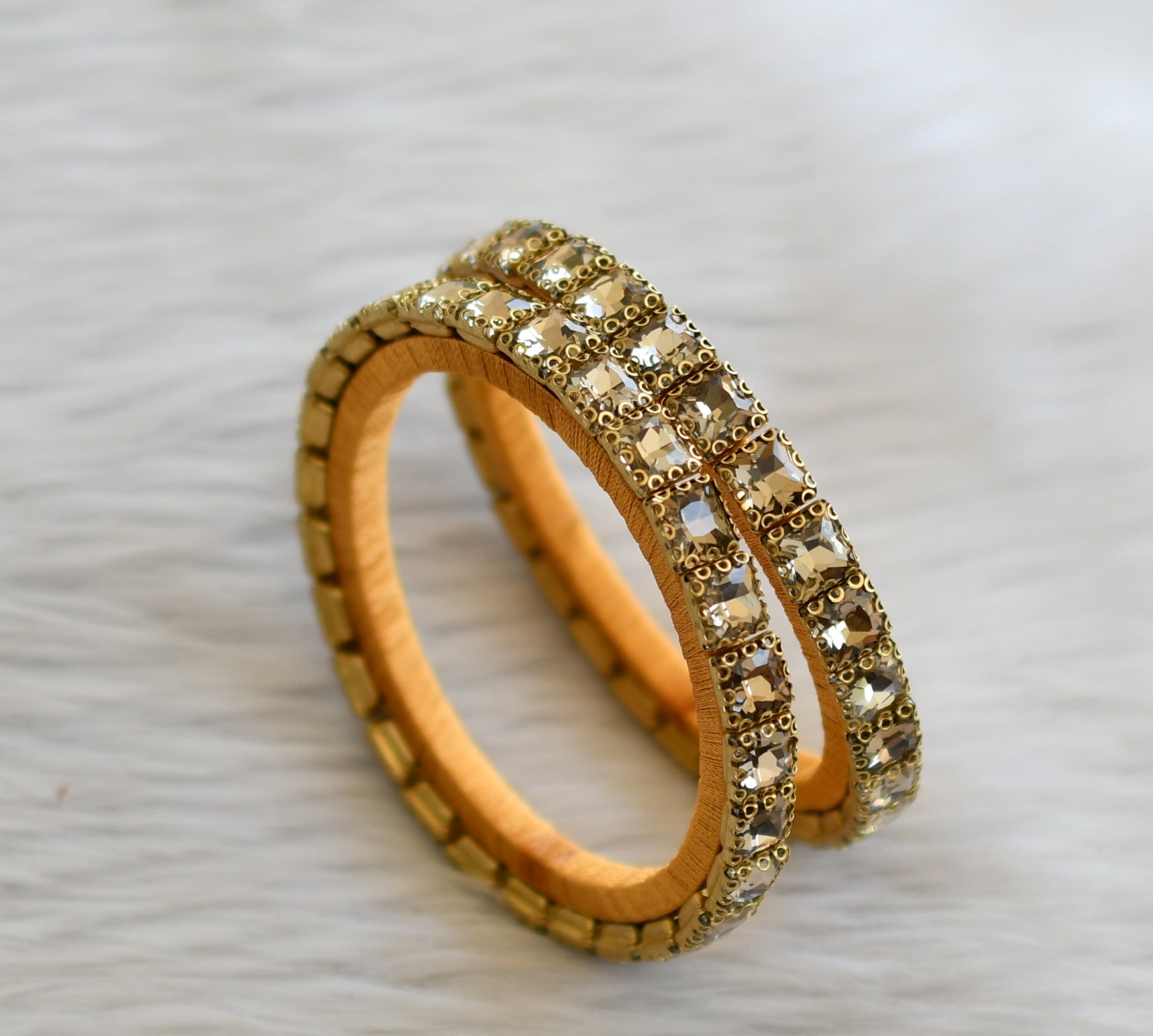 Silk thread gold block stone bangles(2.6) dj-45492 – dreamjwell