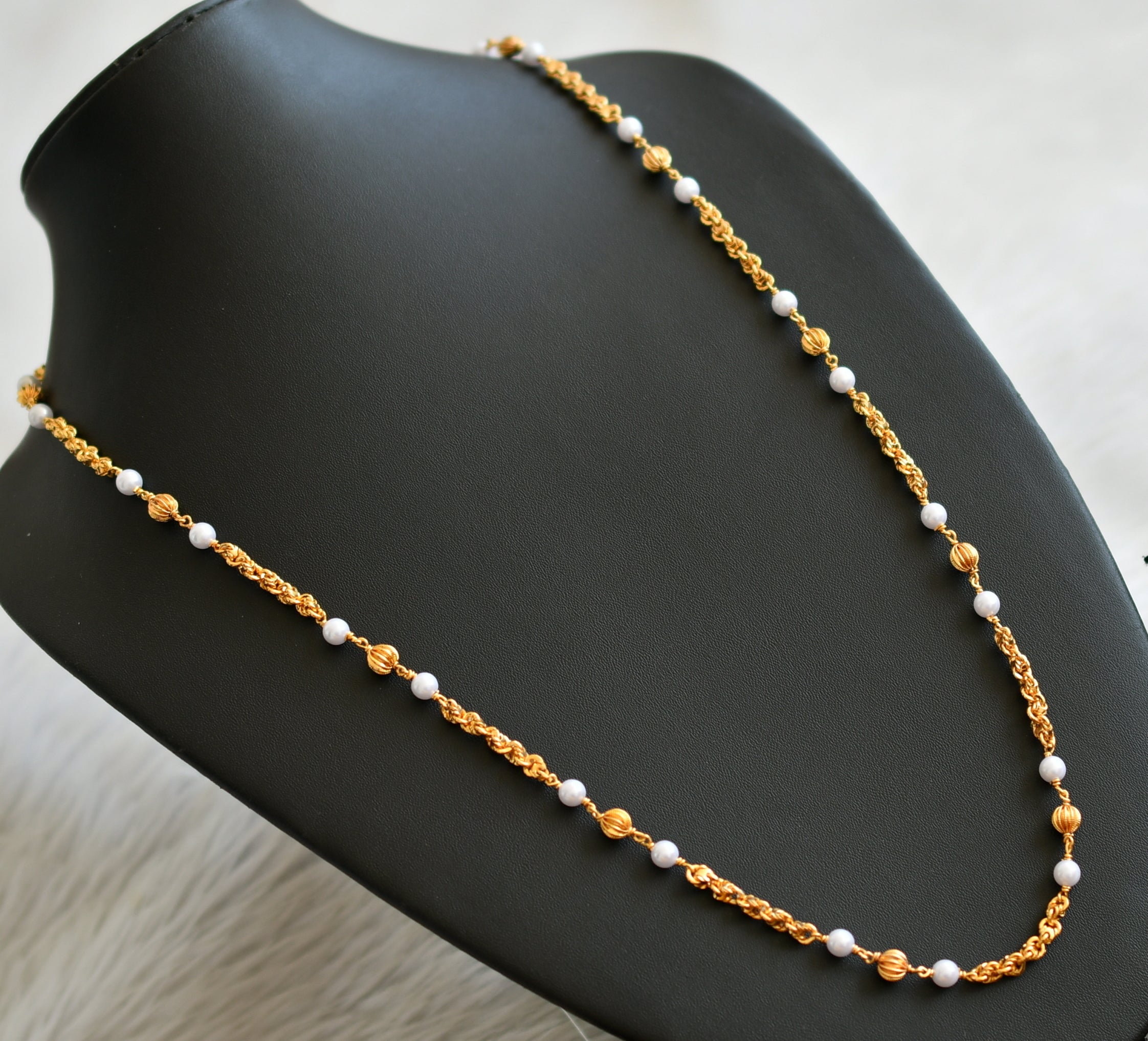 Gold tone 24 inches pearl chain dj-45567 – dreamjwell