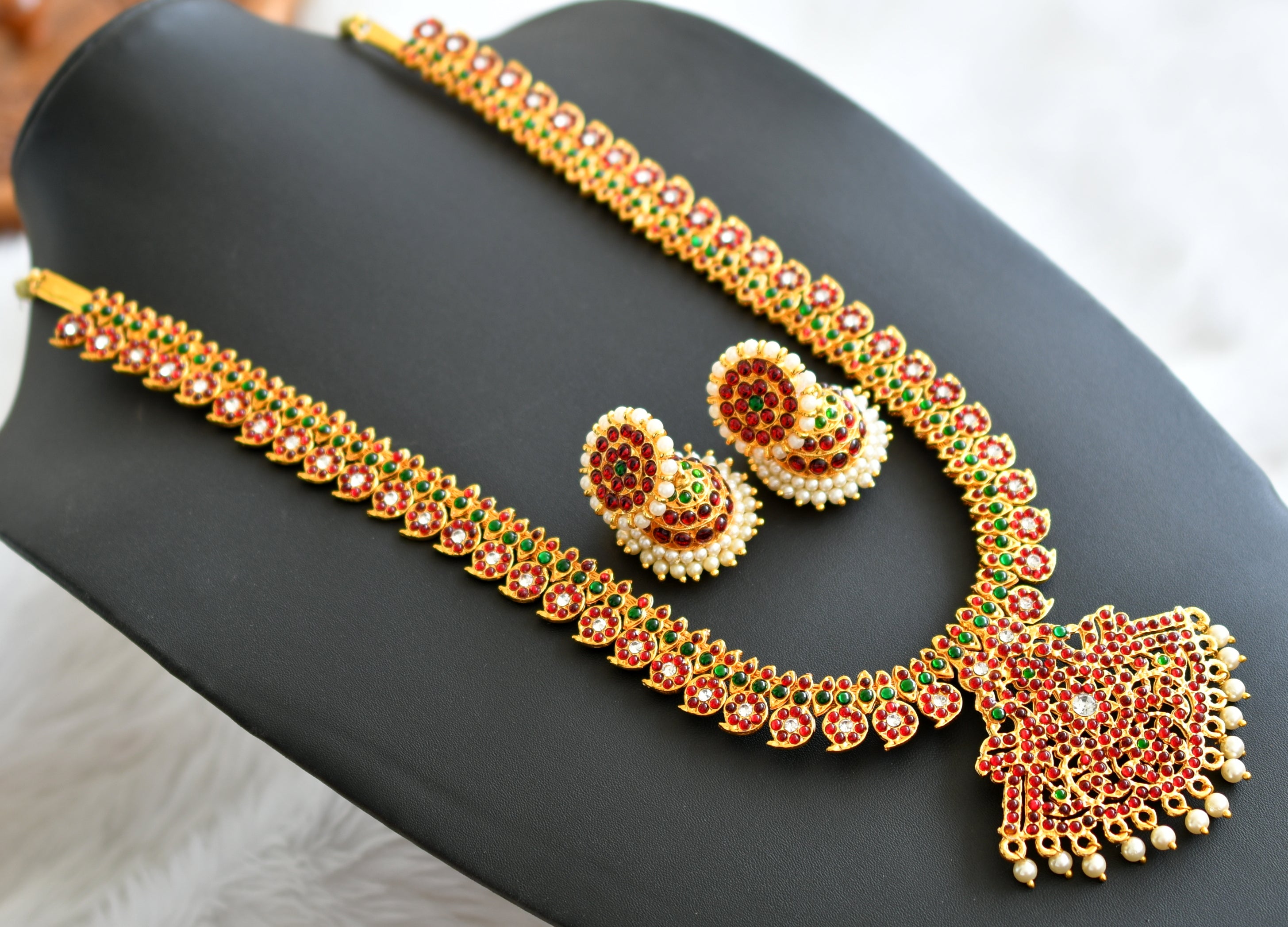 Gold tone kemp-green-white mango haar set dj-44173 – dreamjwell