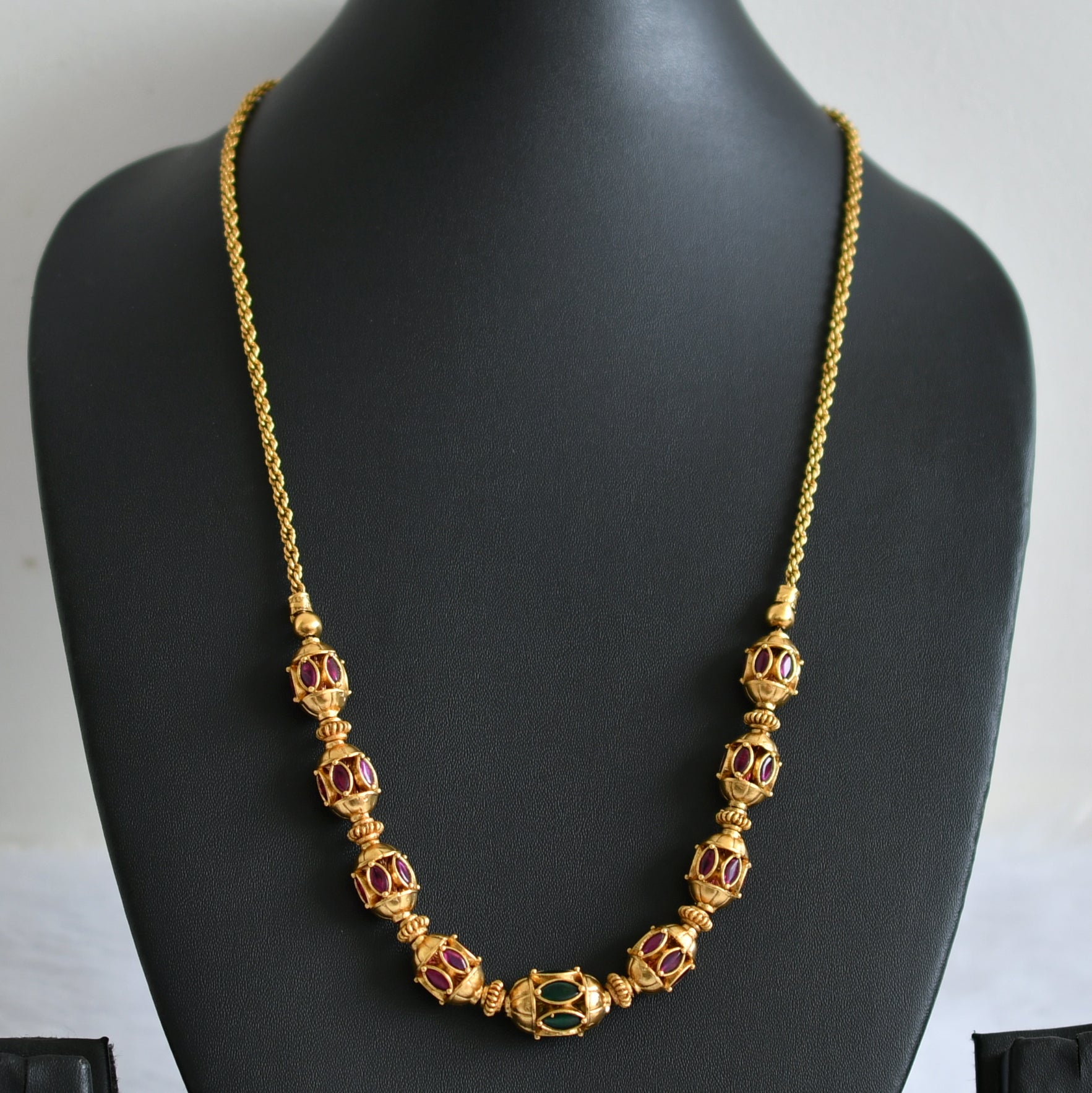 Matte finish green-kemp beaded chain dj-49388 – dreamjwell