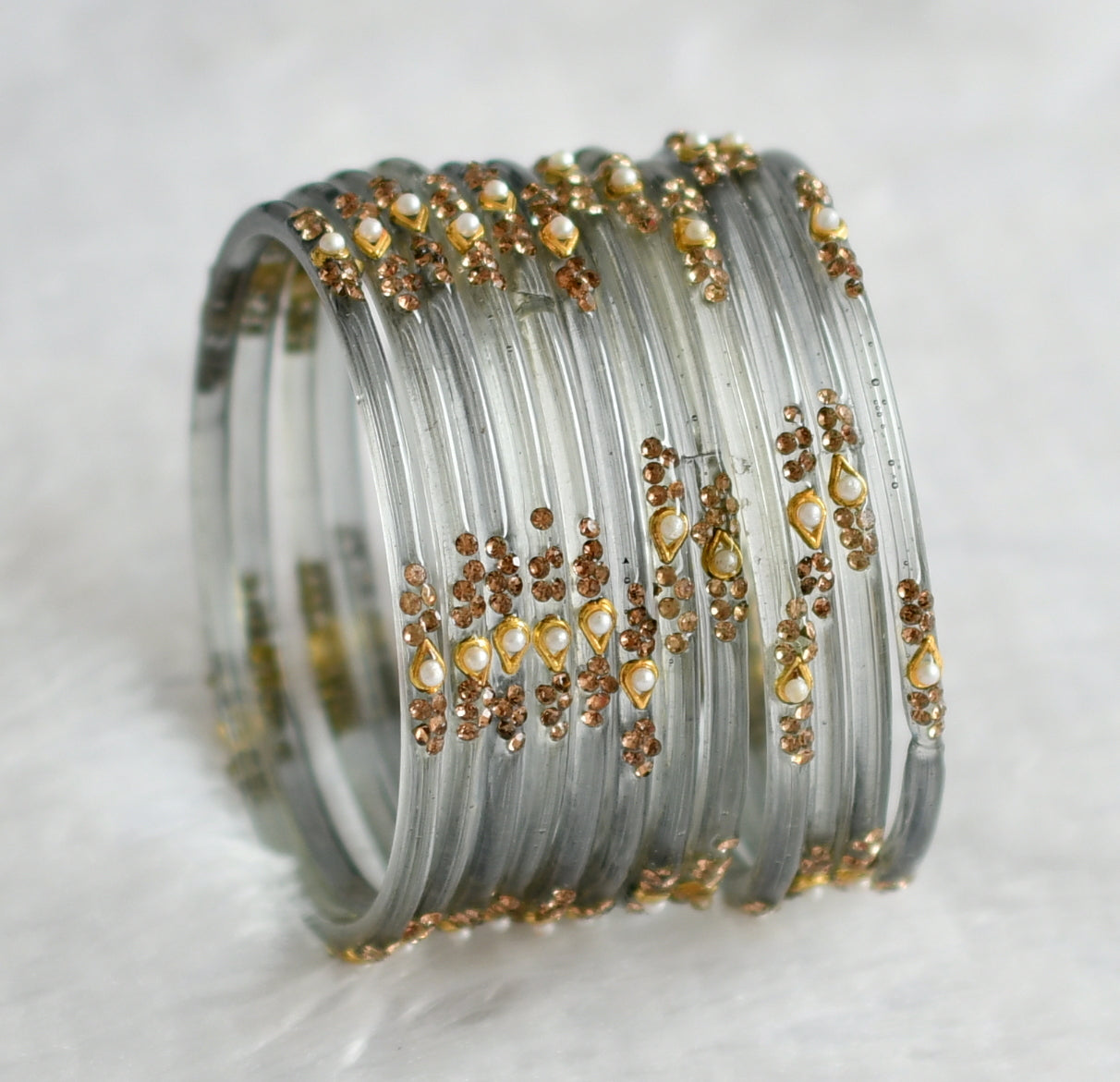 Set of 12 grey glass bangles(2.4) dj-49571 – dreamjwell