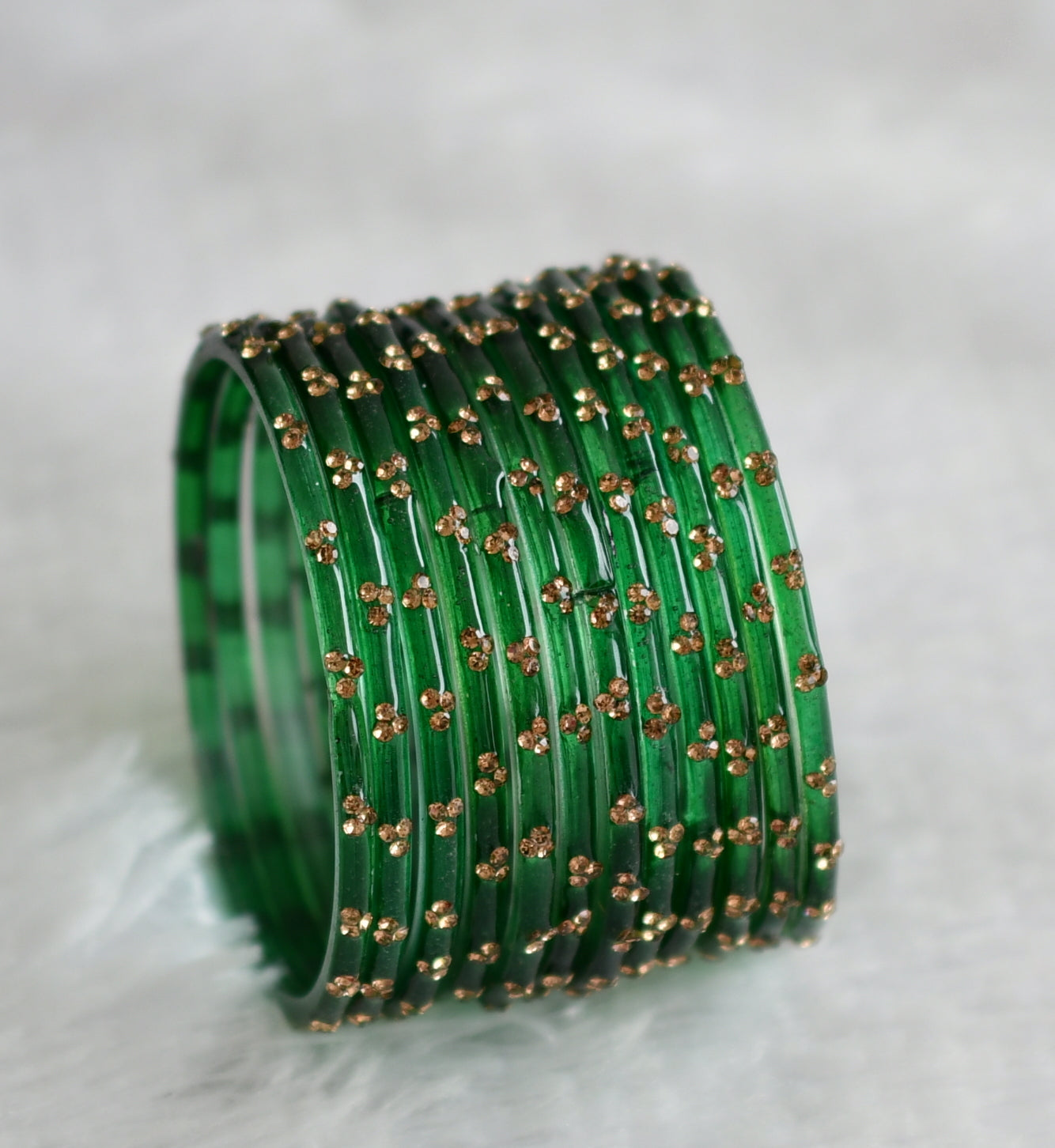 Set of 12 bottle green glass bangles(2.10) dj-49610 – dreamjwell