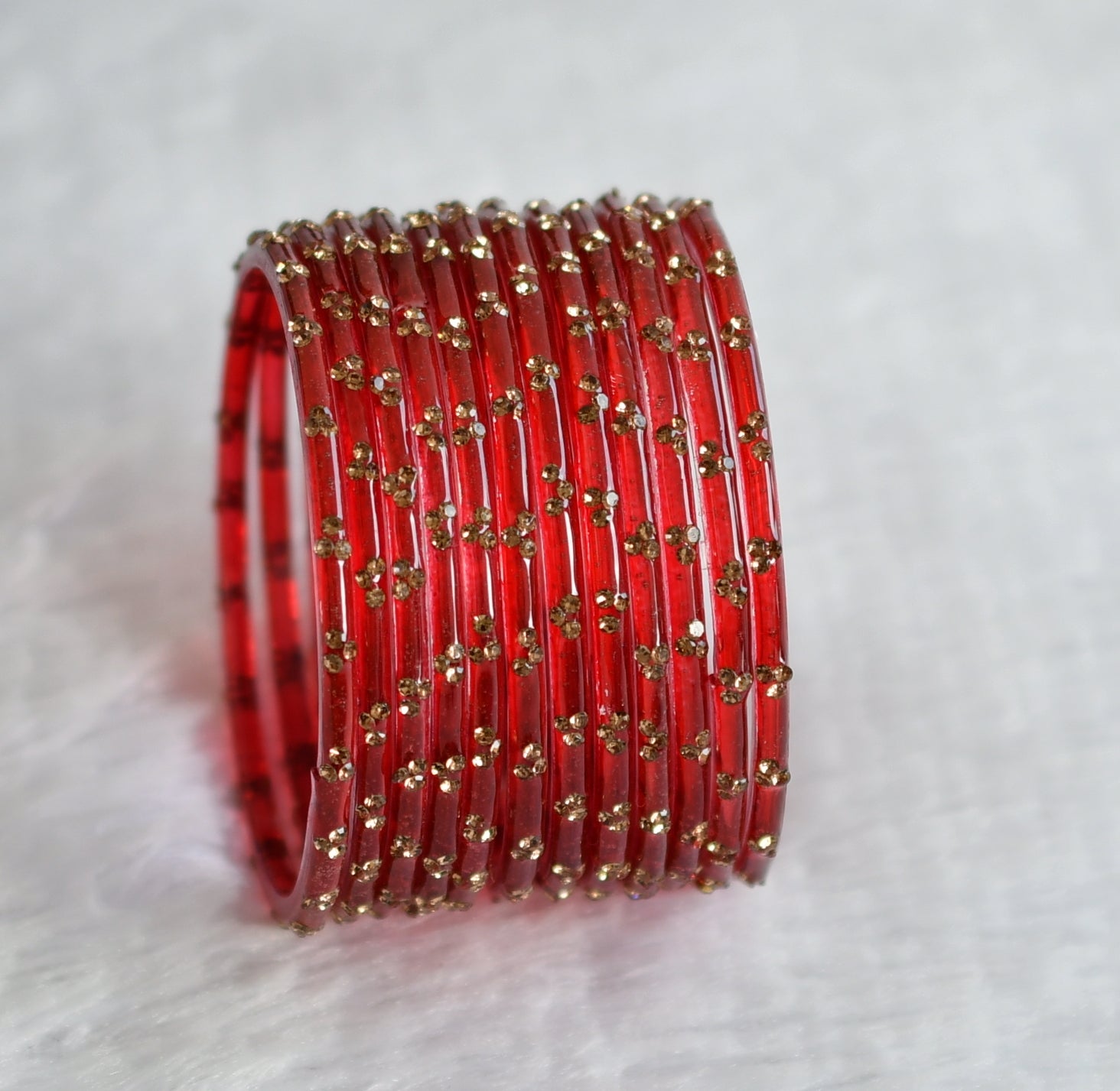 Set of 12 red glass bangles(2.8) dj-49640 – dreamjwell