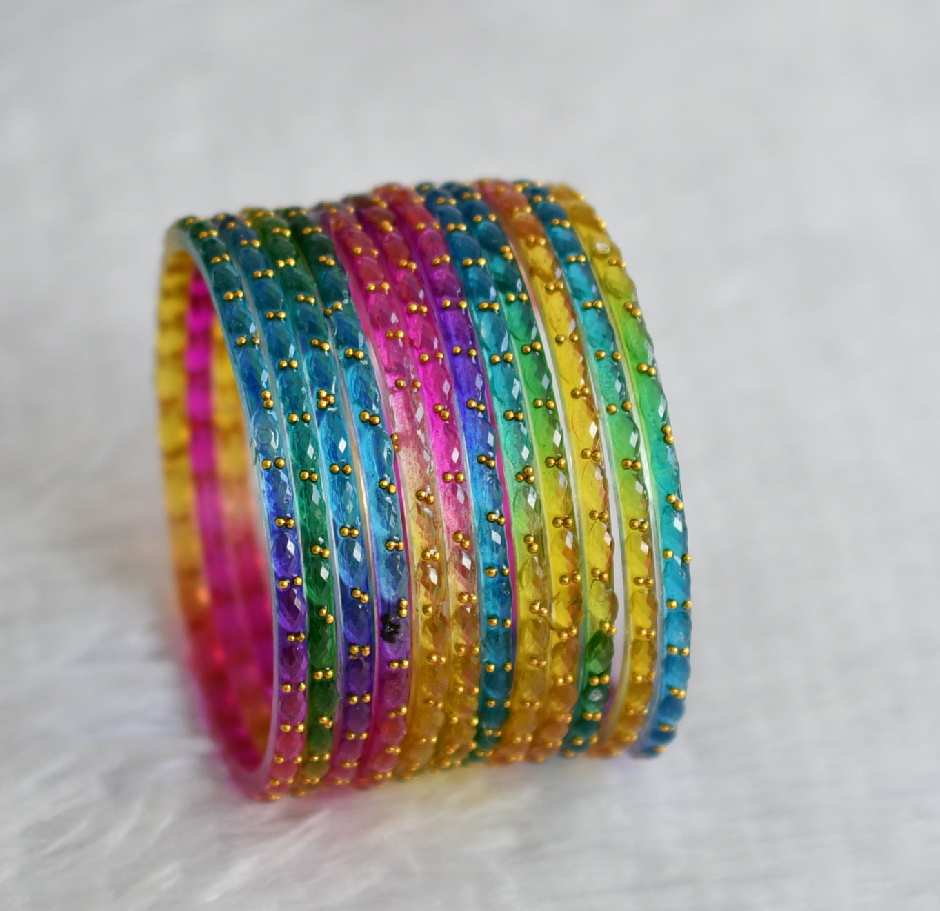 Set of 12 multi color glass bangles(2.4) dj-49677 – dreamjwell