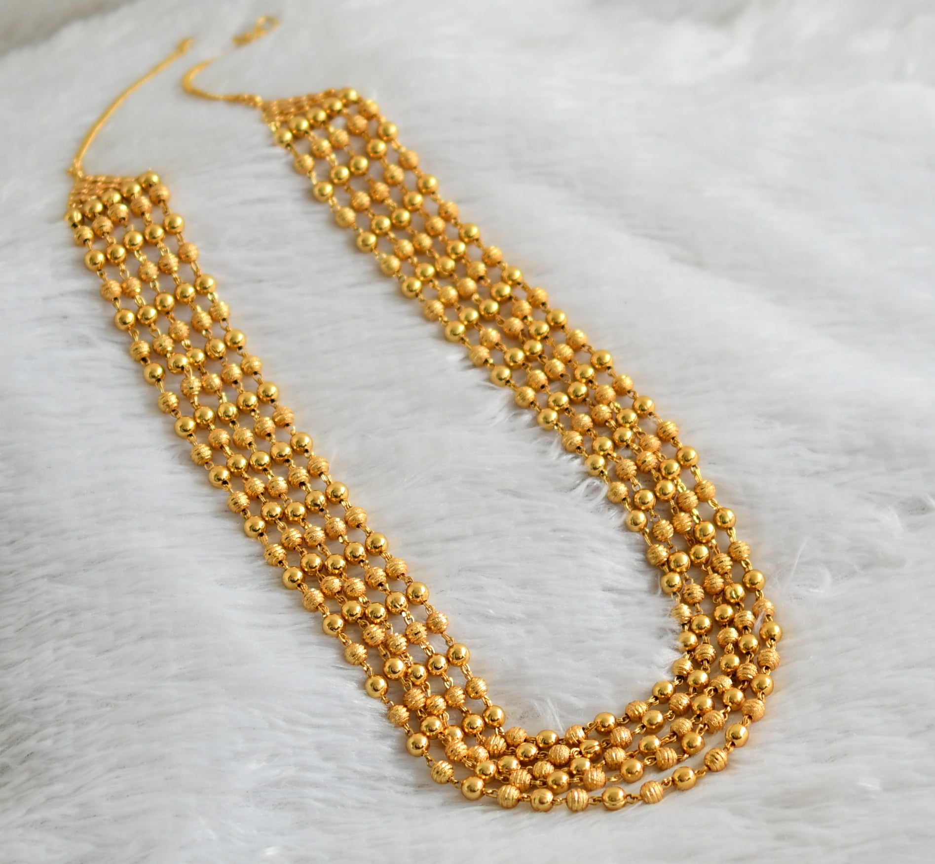 Gold tone multi layer ball chain mala/haar dj-47762 – dreamjwell