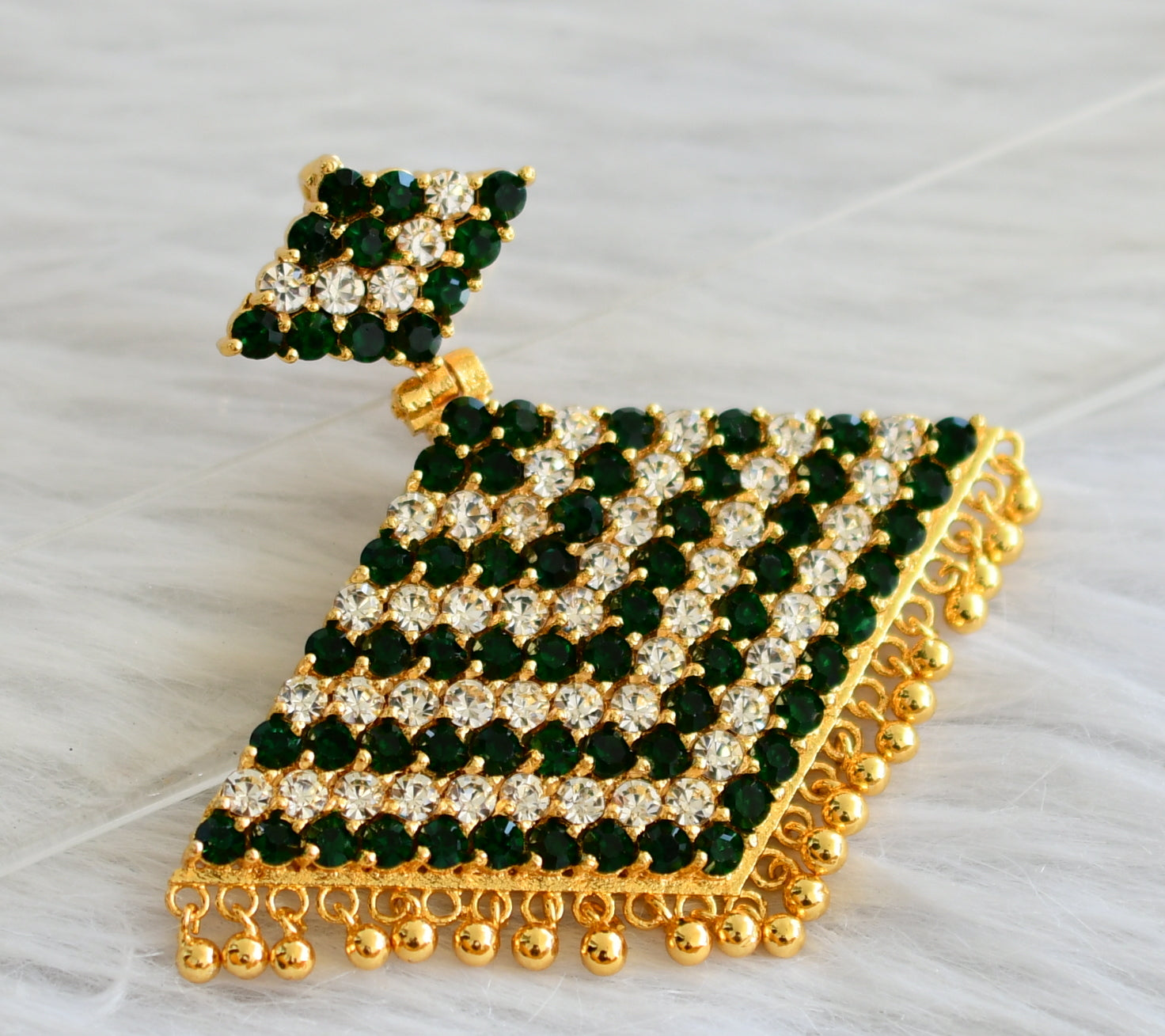 Gold tone kerala style green-white stone pathakkam pendant dj-44520 ...