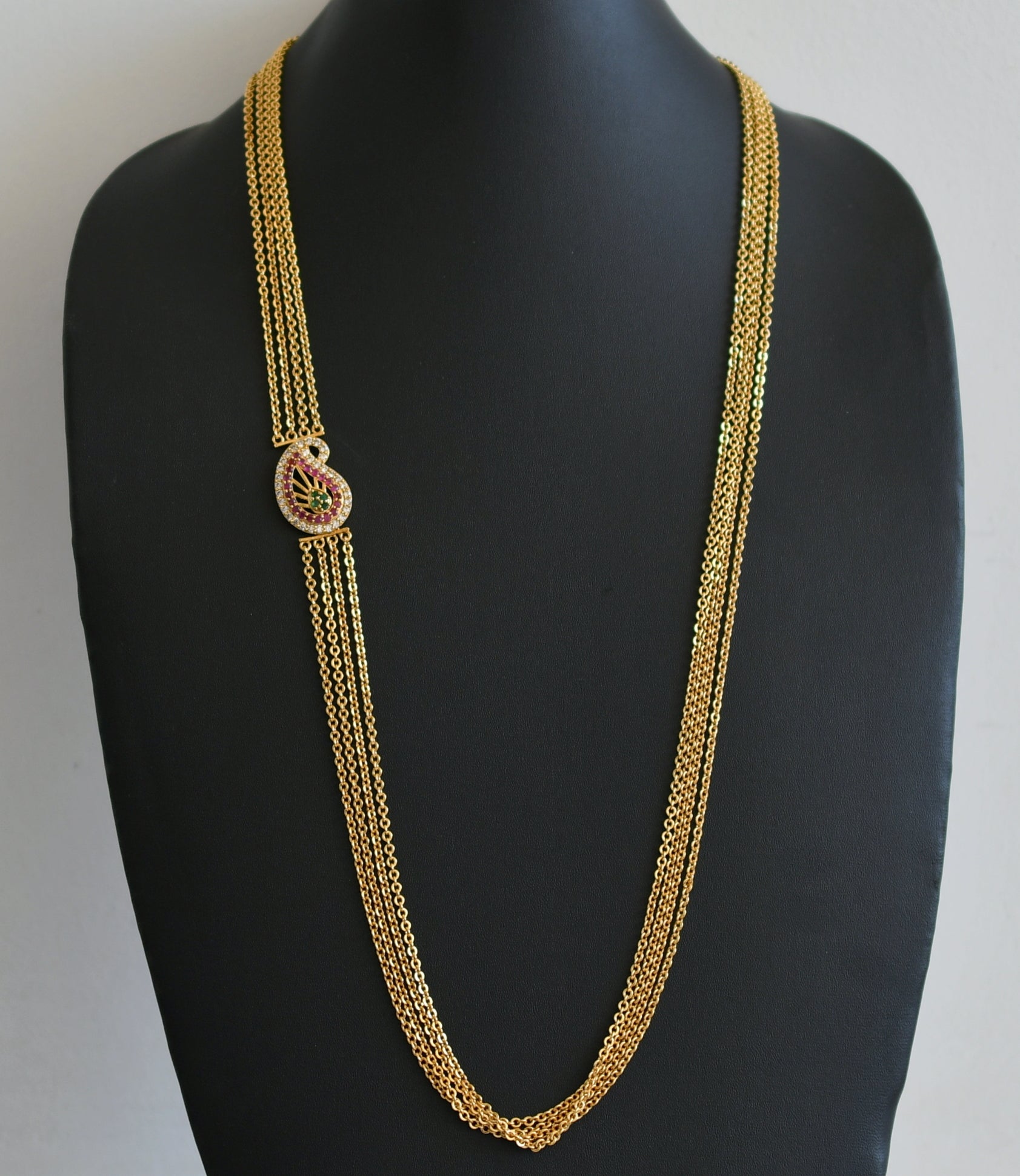 Antique gold tone cz ruby-green mango chandra haar dj-50080 – dreamjwell