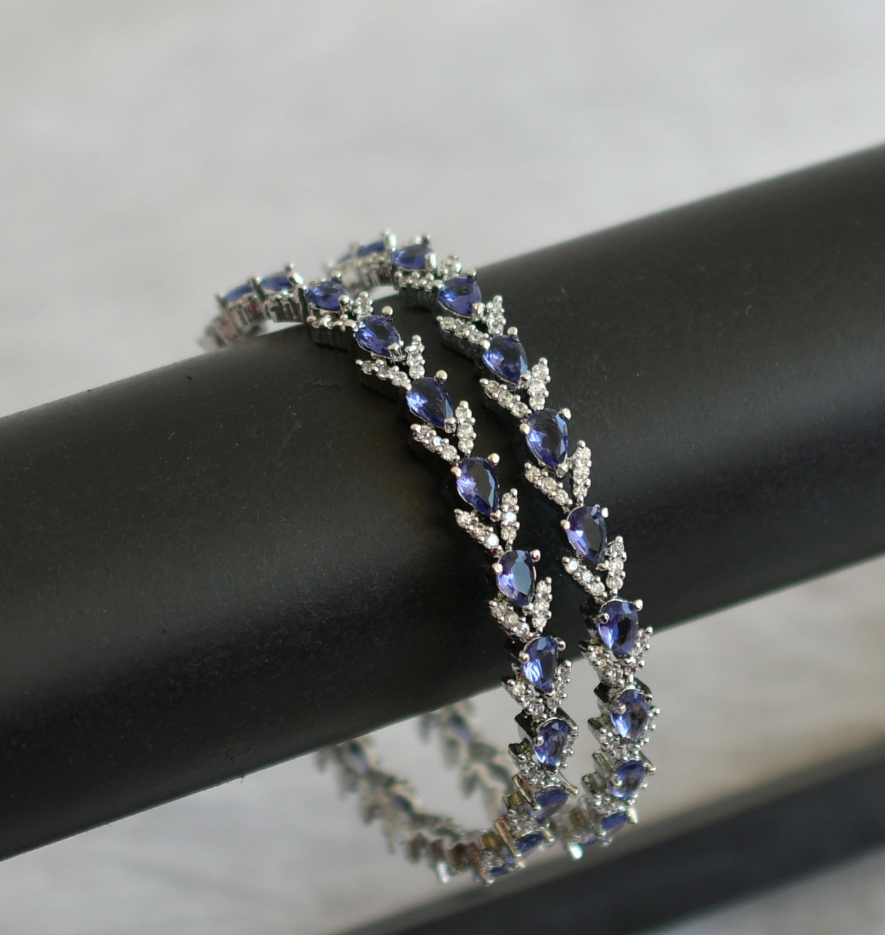 Silver tone cz purple thilak stone bangles(2.4) dj-50178 – dreamjwell
