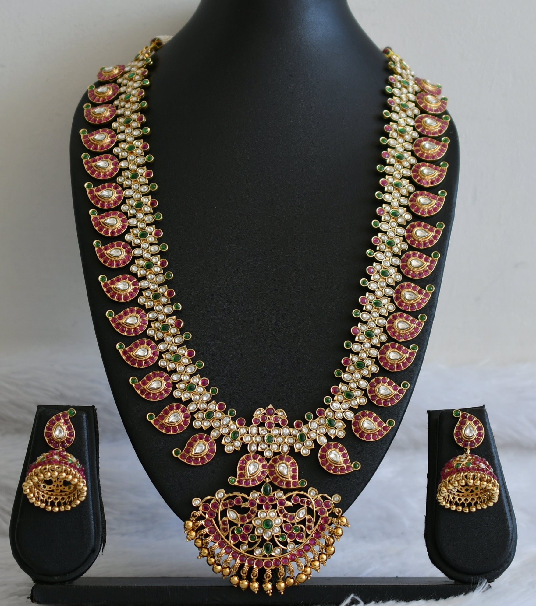 Matte finish kemp-green-white stone mango haar set dj-50253 – dreamjwell