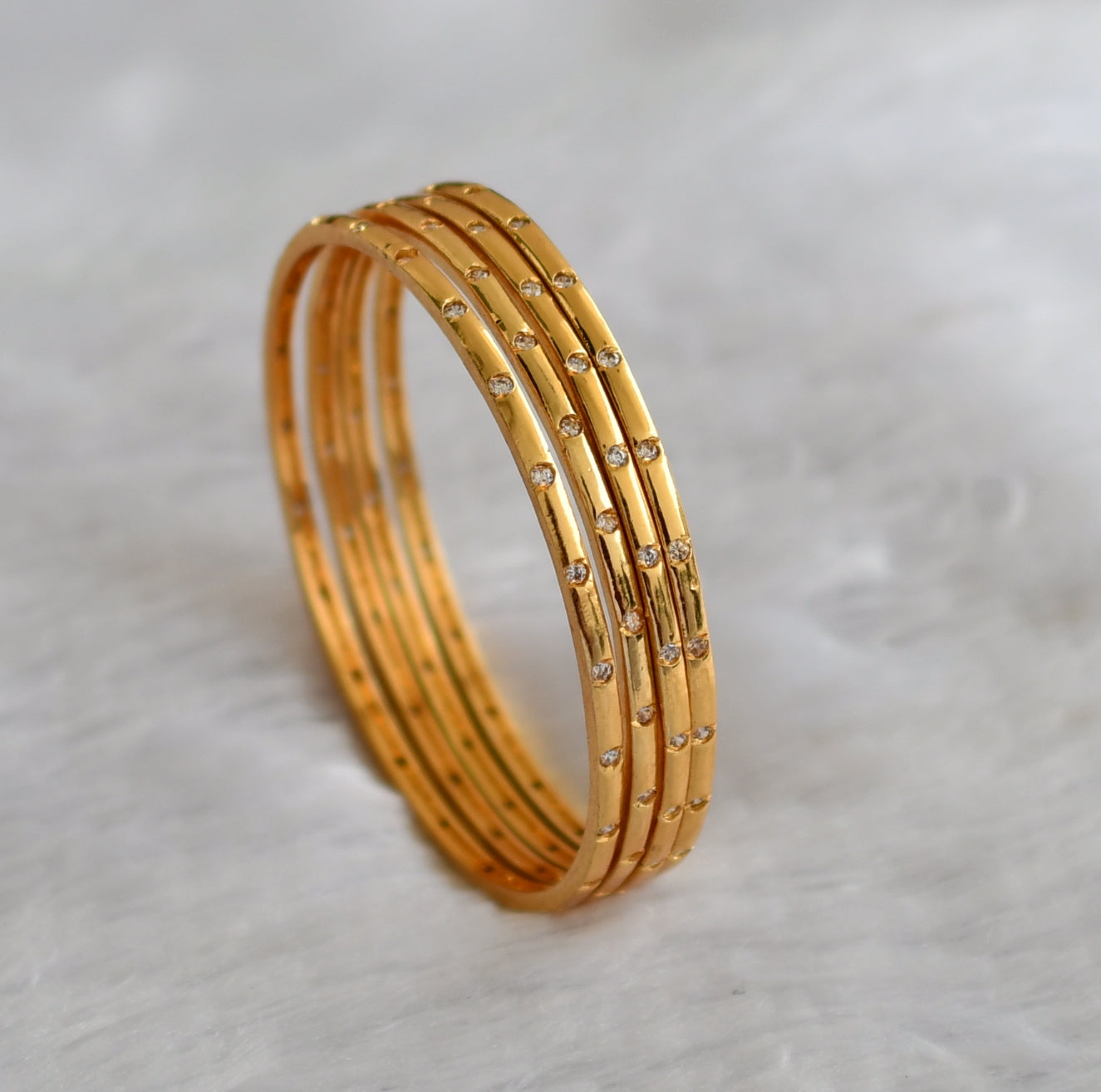 Gold tone white stone set of 4 Bangles(2.8) dj-40706 – dreamjwell
