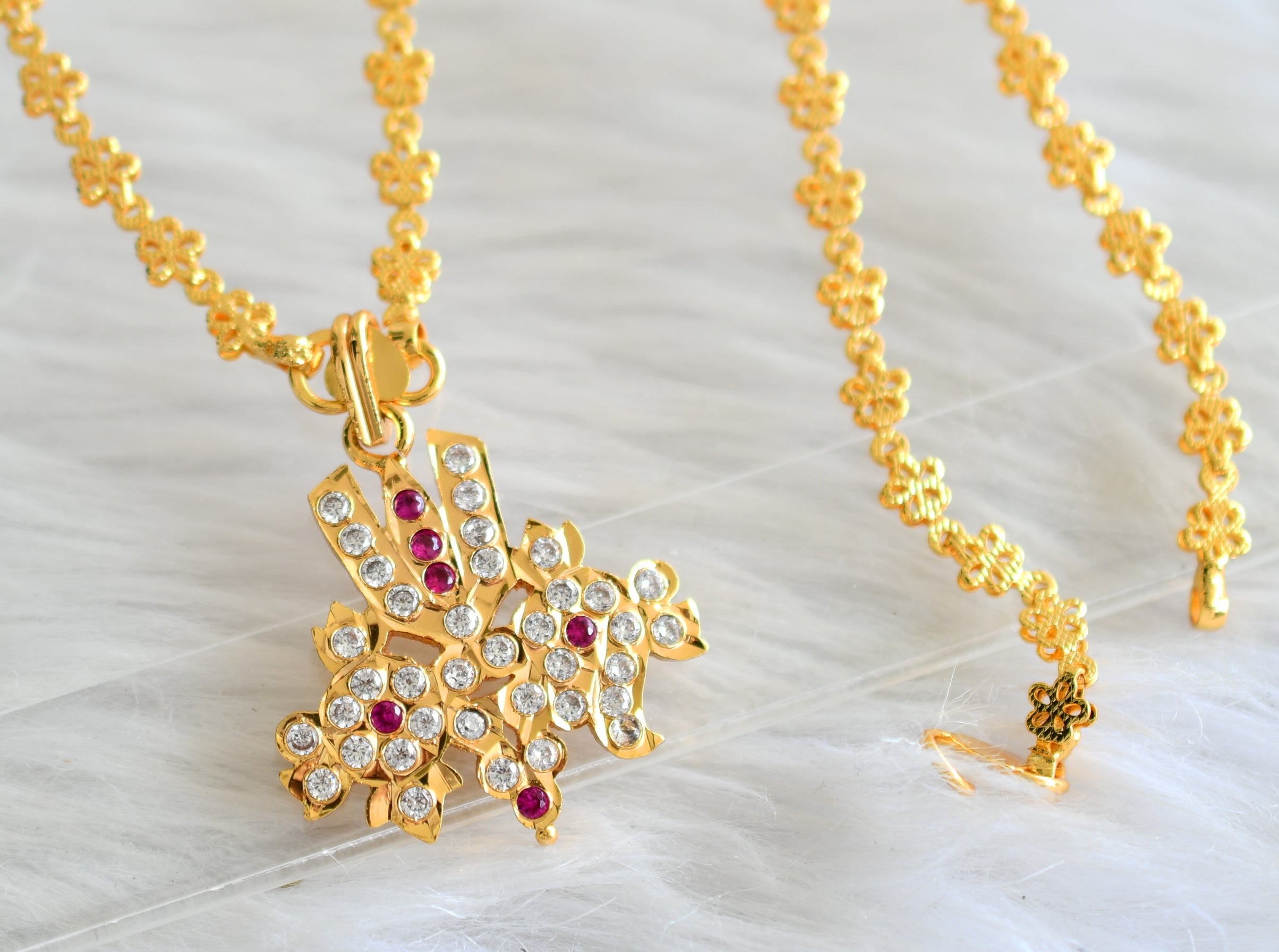 Gold tone 24 inches chain with Thirumal nama-shanku-chakra pendant dj ...