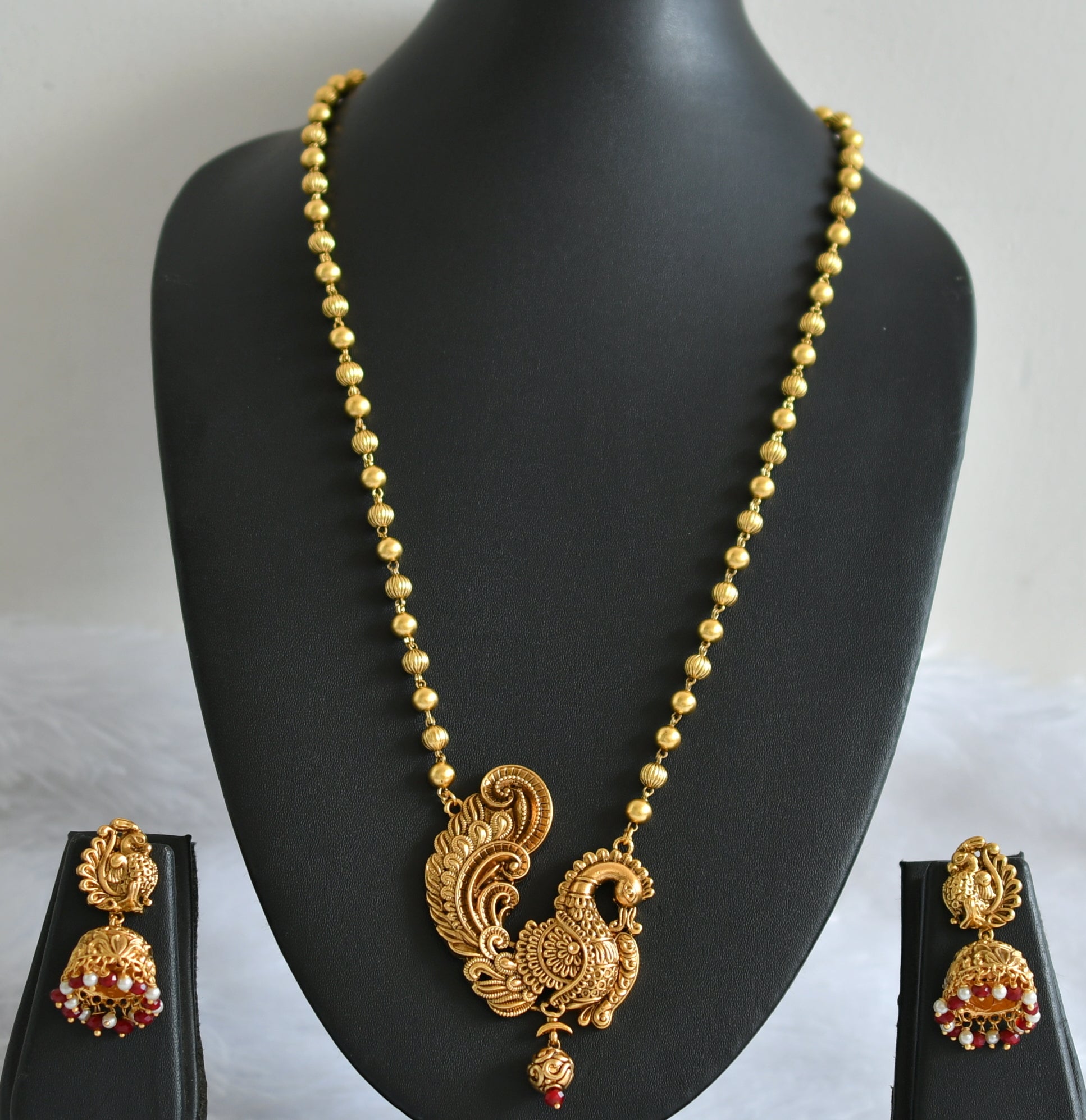 Antique gold tone annapakshi ball chain set dj-50532 – dreamjwell