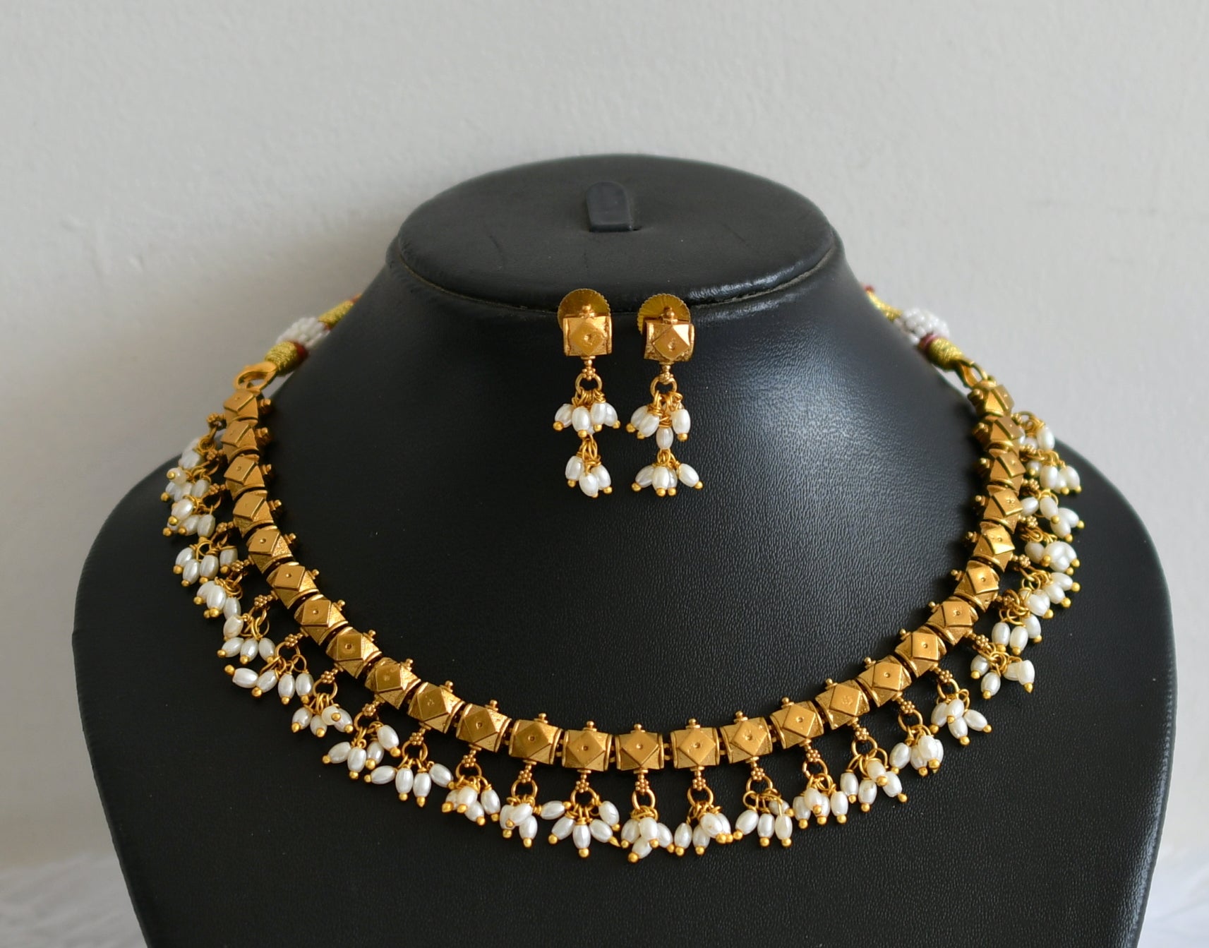 Matte finish rice pearl necklace set dj-50535 – dreamjwell