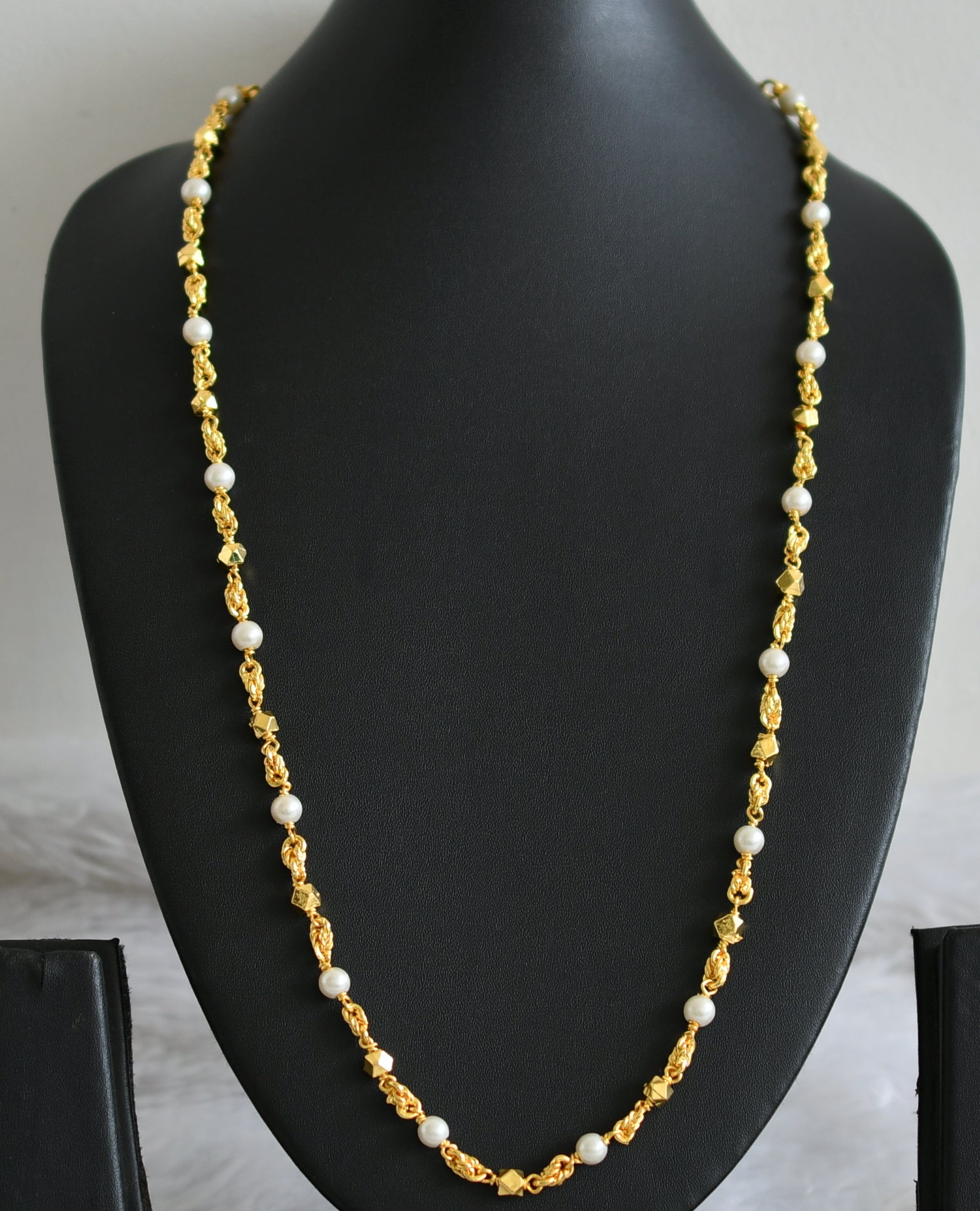 Gold tone 24 inches pearl beaded chain dj-48685 – dreamjwell