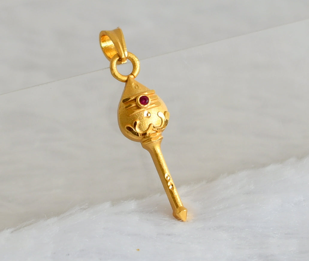 Matte gold tone ad pink stone vel pendant dj-50568 – dreamjwell