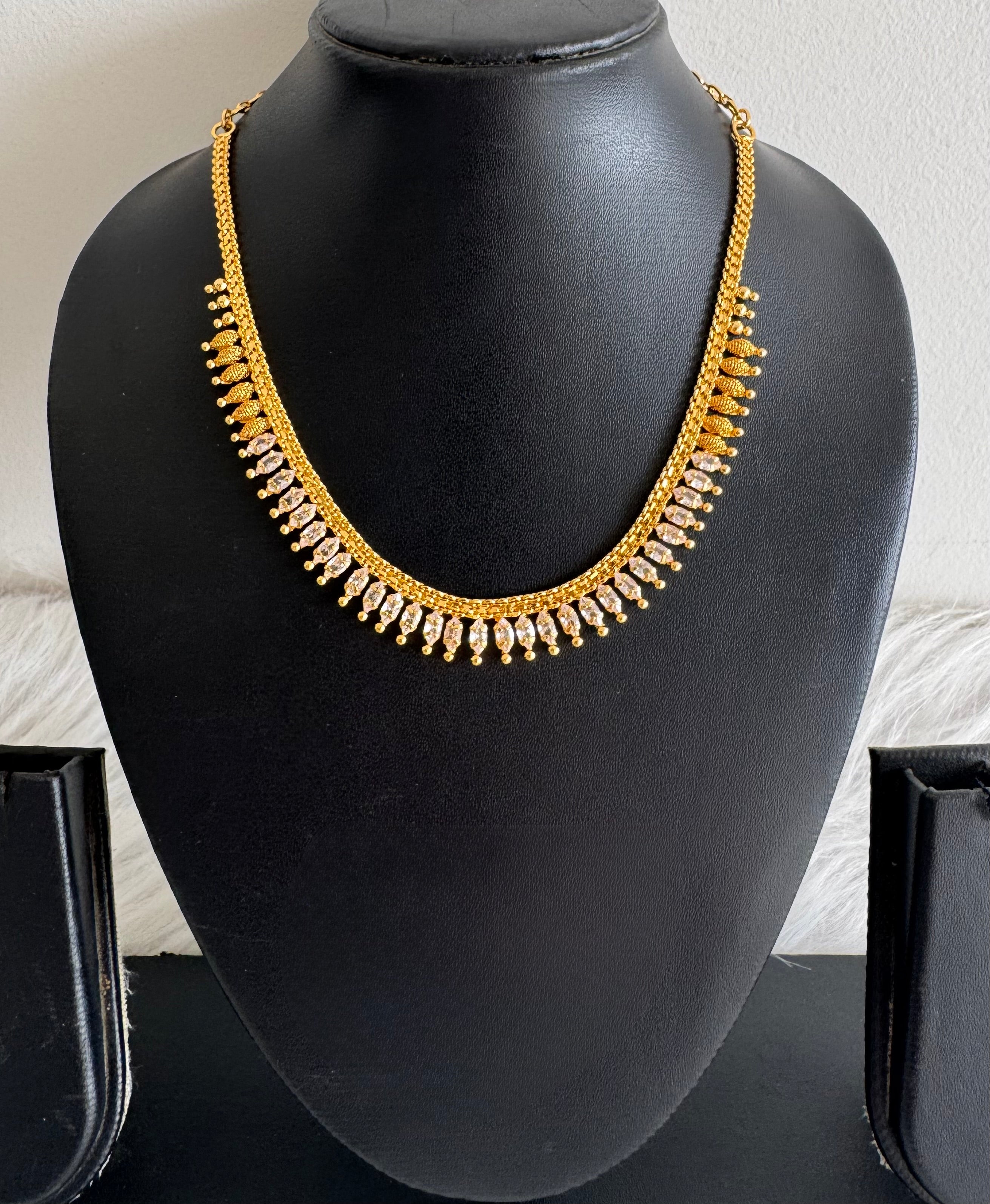 Gold tone white stone necklace dj-51323 – dreamjwell