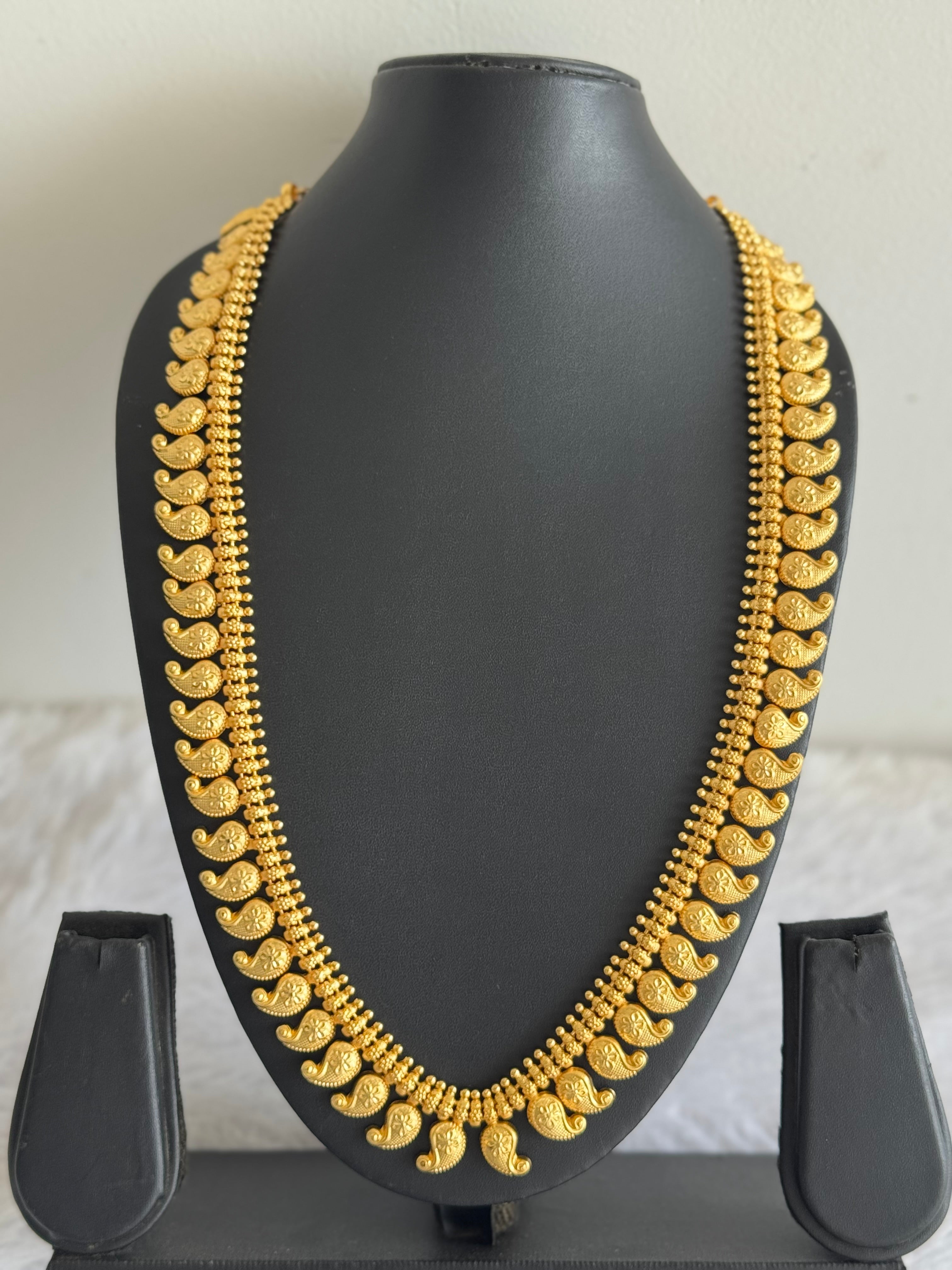 Matte gold finish kerala style mango haar dj-51629 – dreamjwell