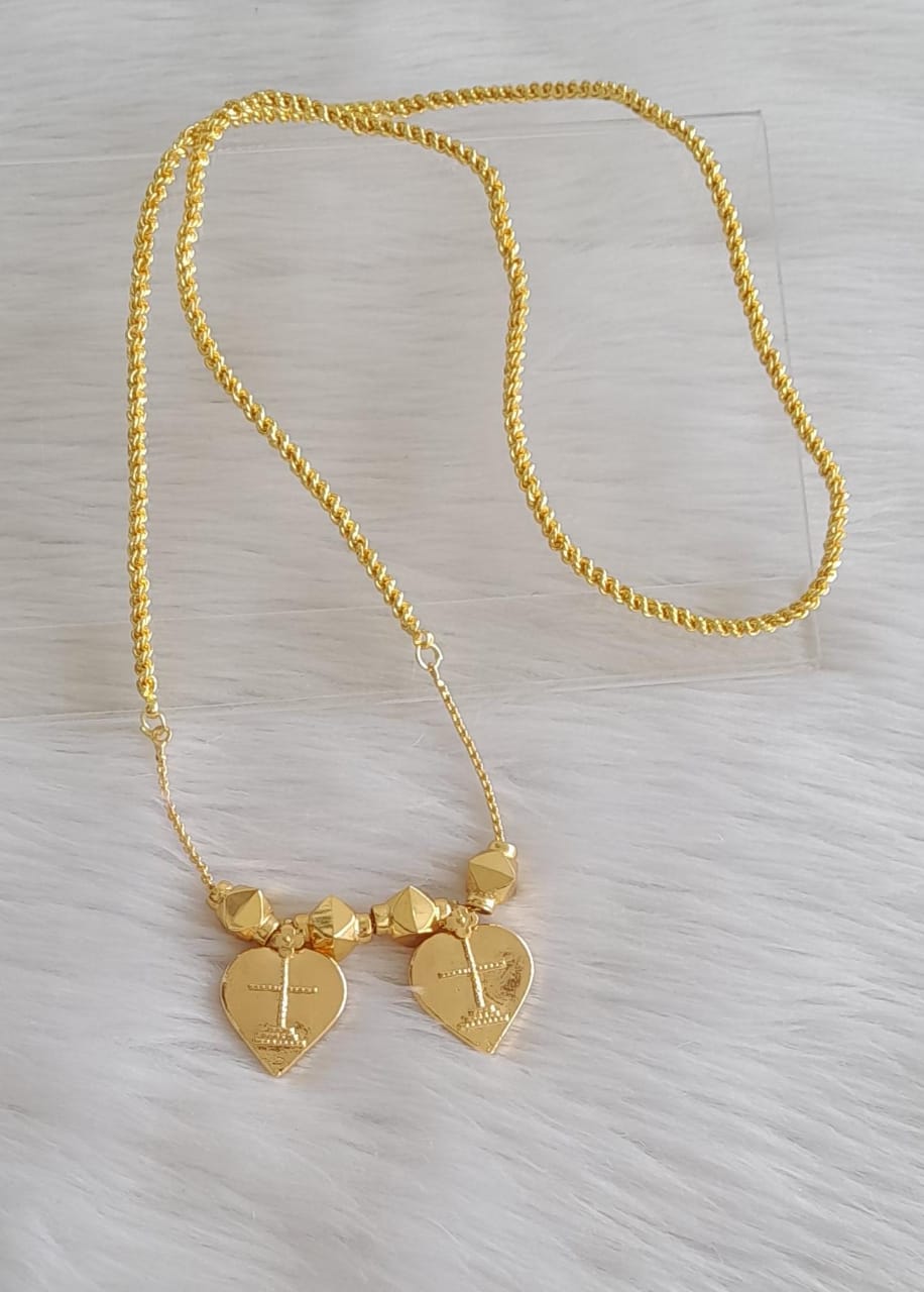 Gold tone 24 inches rope chain with heart cross christian mangalyam dj ...