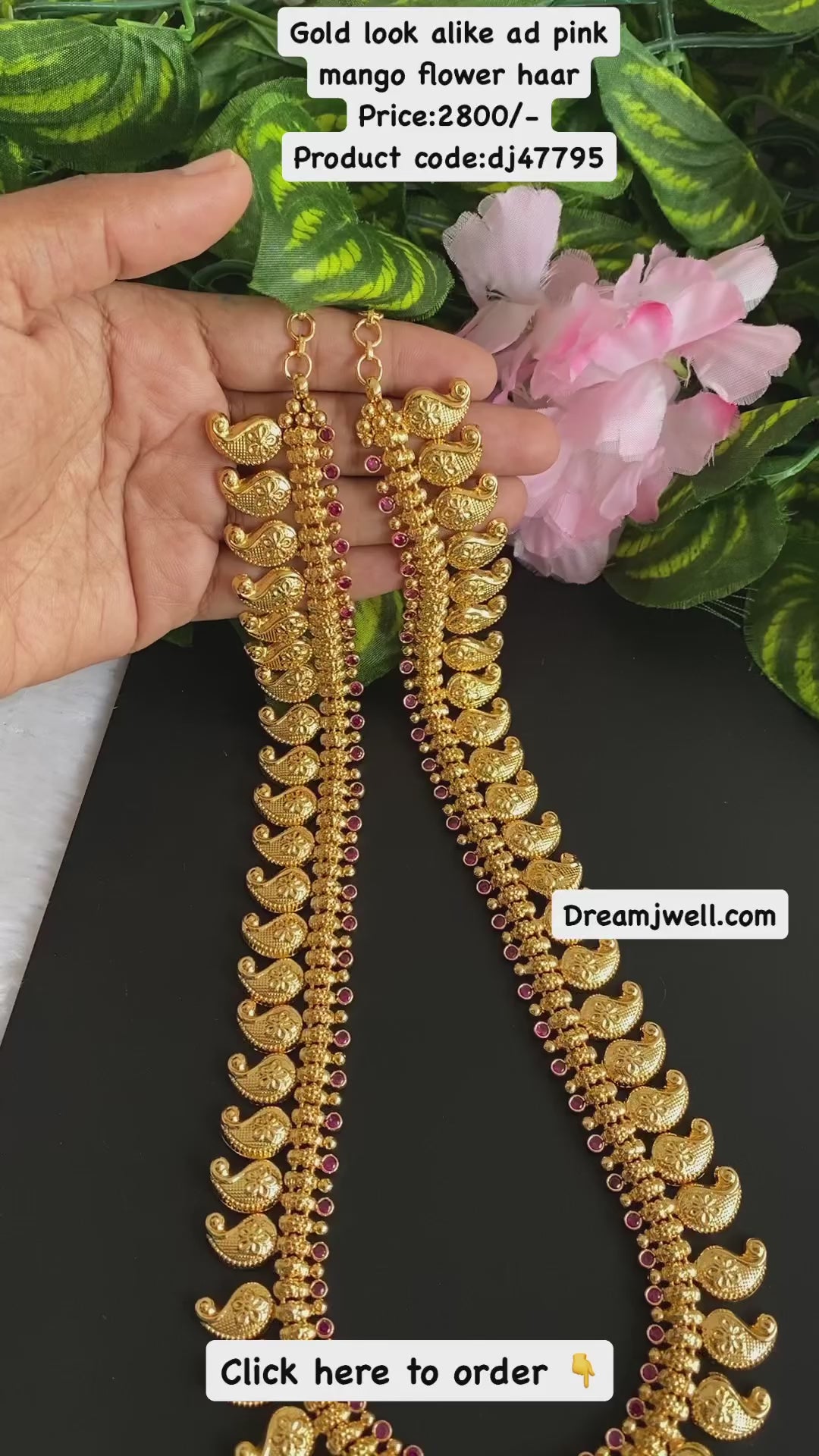 Gold look alike ad pink stone mango flower haar dj-47795 – dreamjwell