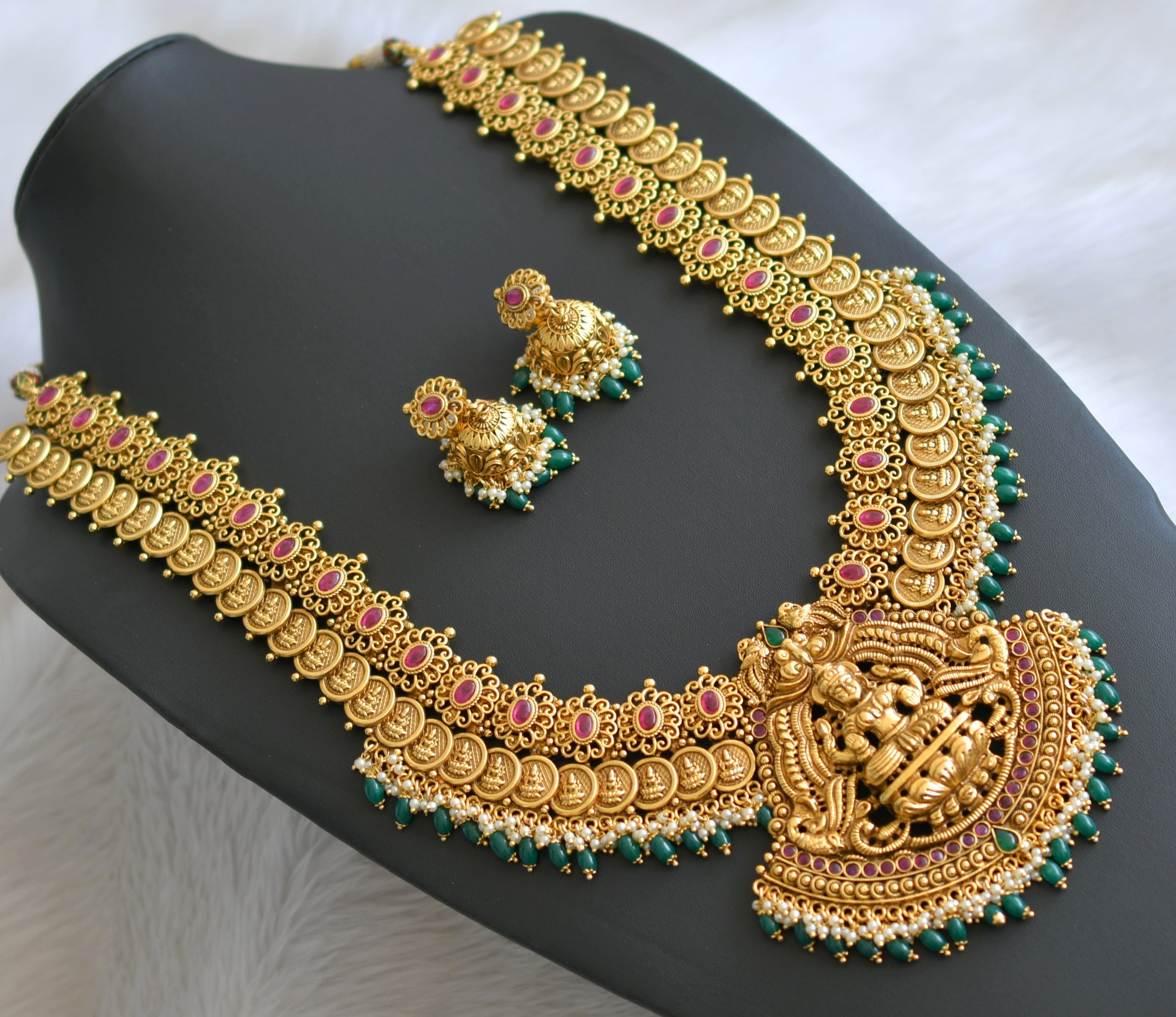 DREAMJWELL - Gold look alike kemp lakshmi coin haar set dj-34284 ...