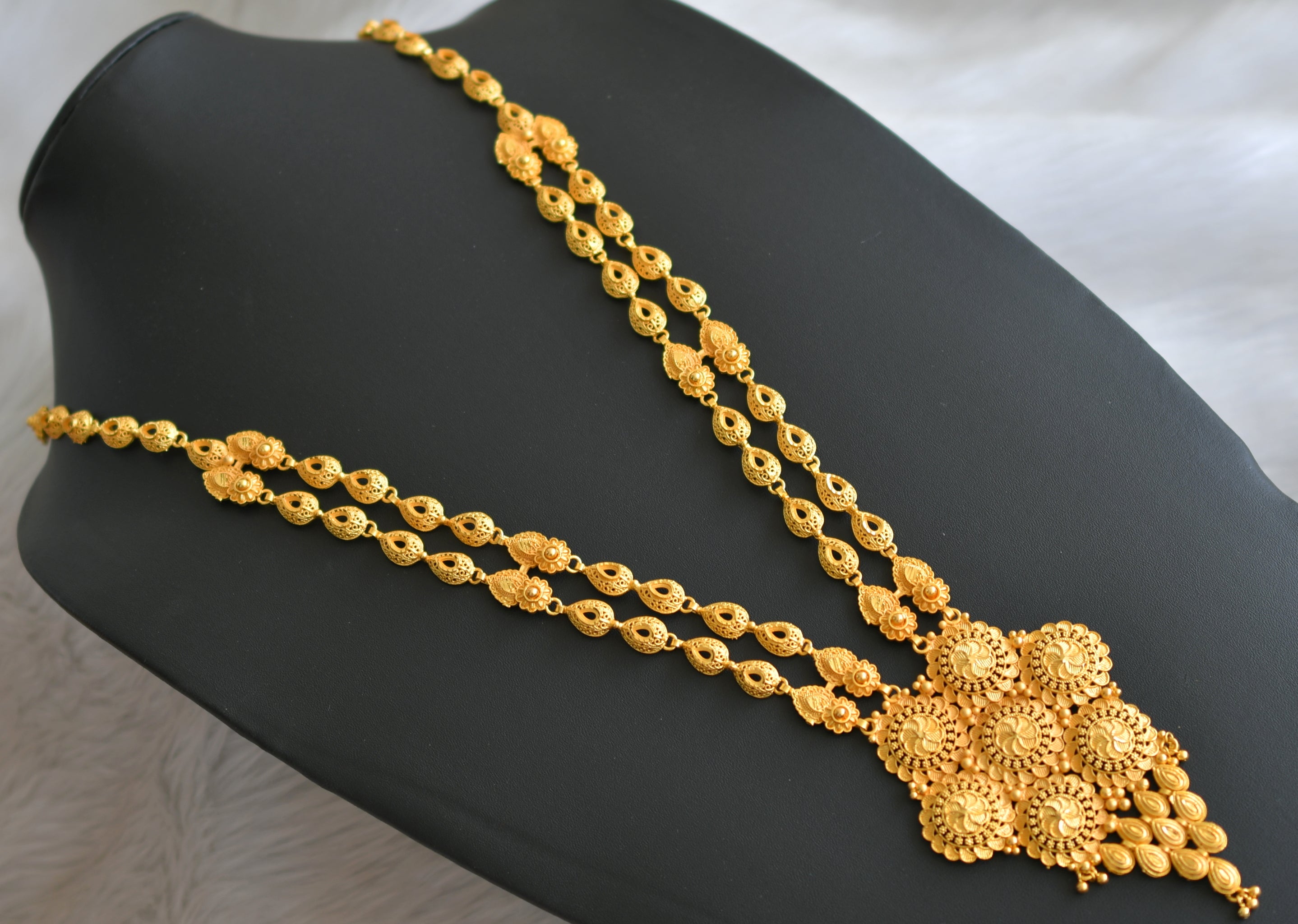 Matte gold tone Kerala style double layer haar dj-41056 – dreamjwell