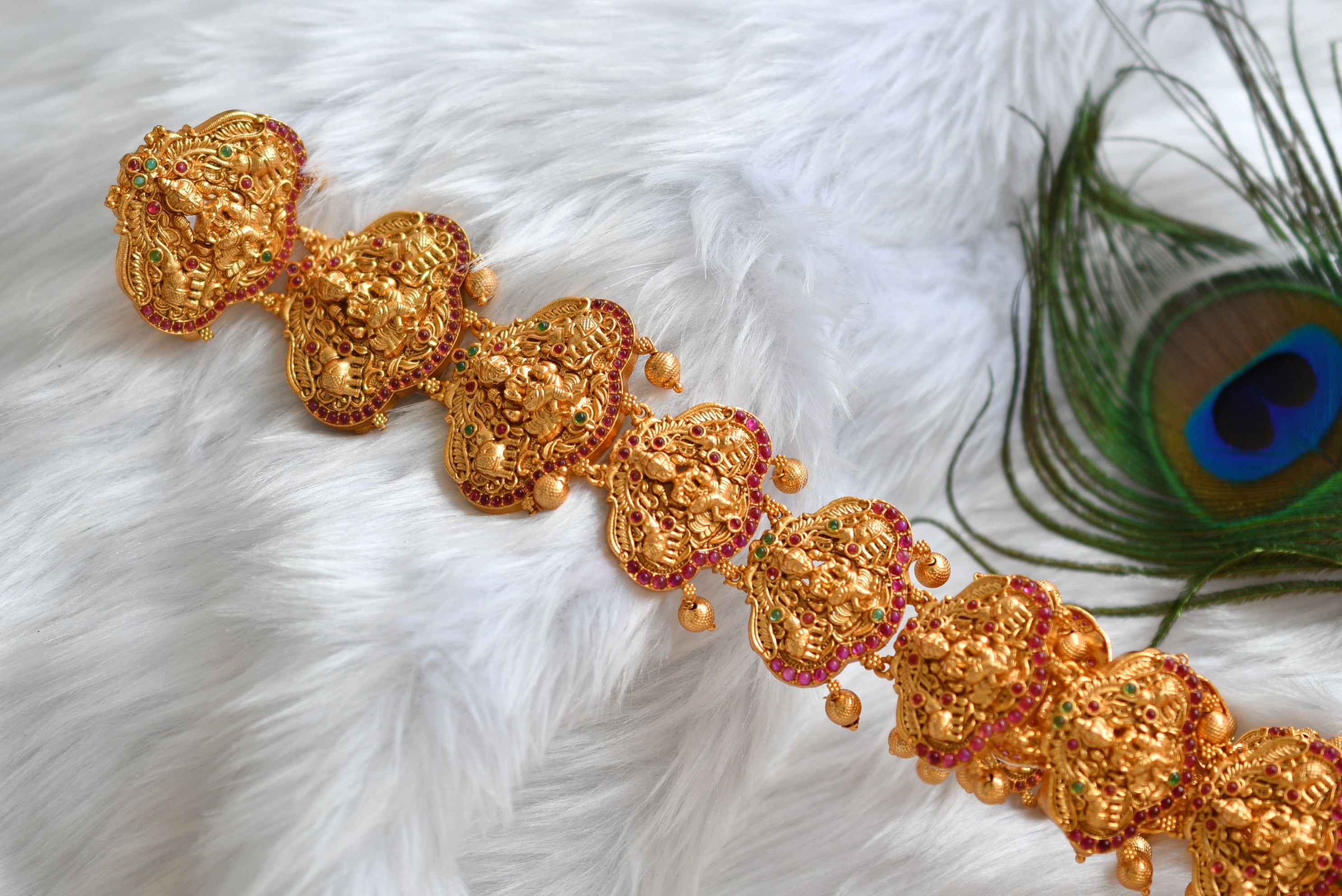 Matte finish kemp-green Lakshmi-Elephant hair jwell dj-38758 – dreamjwell