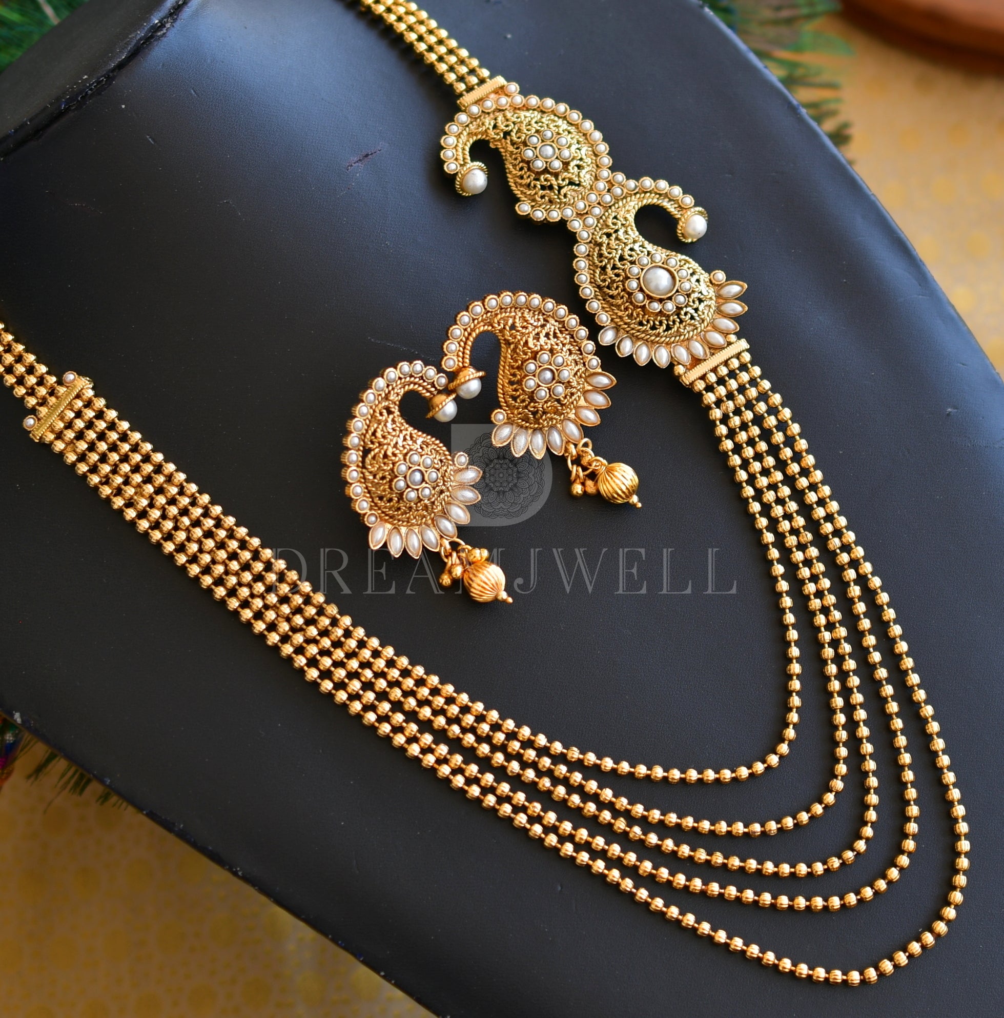 DREAMJWELL - Beautiful Antique Pearl Mango Designer Mugappu Set DJ3006 ...