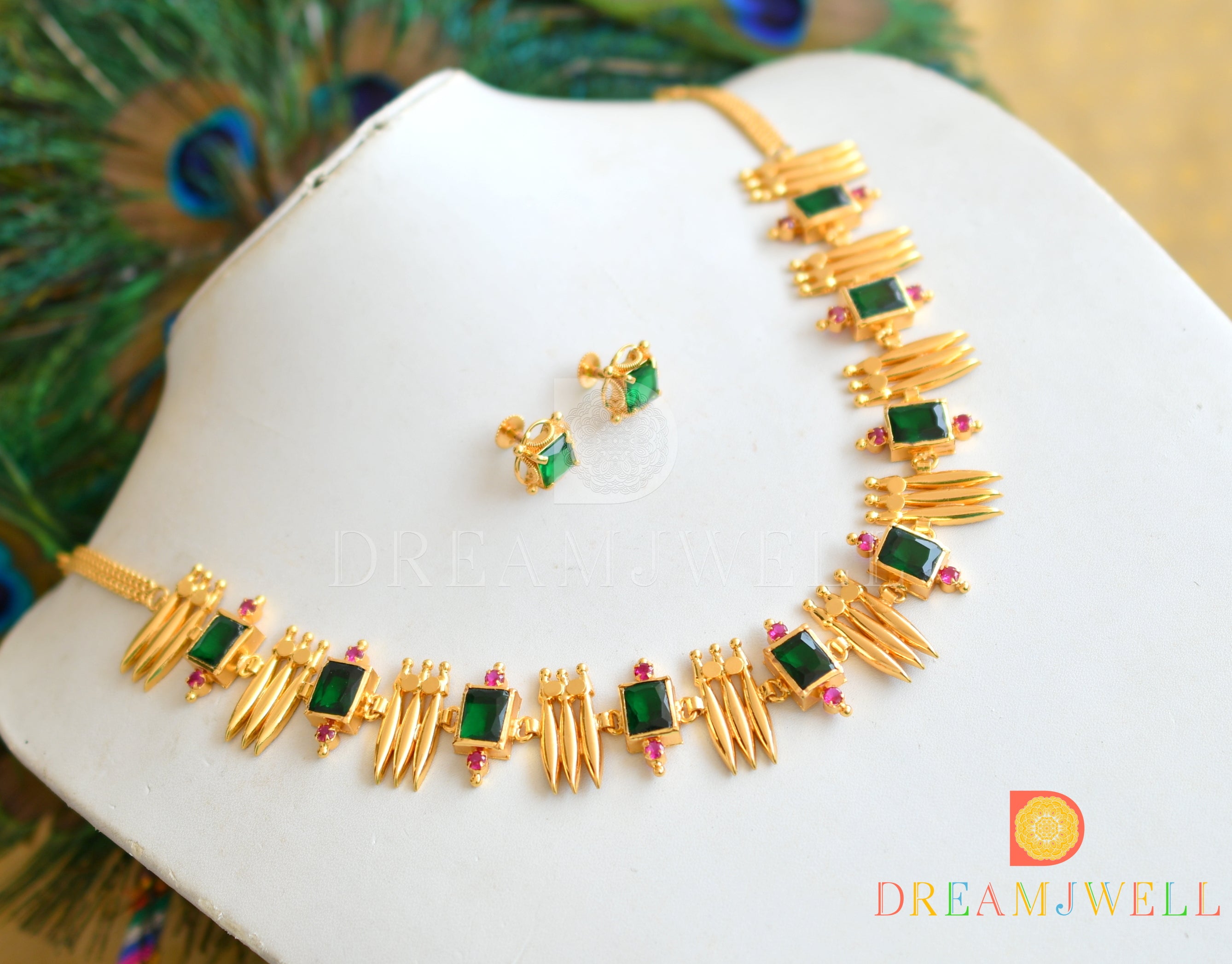 DREAMJWELL - Designer mulla mottu green square stone dj-34387 – dreamjwell