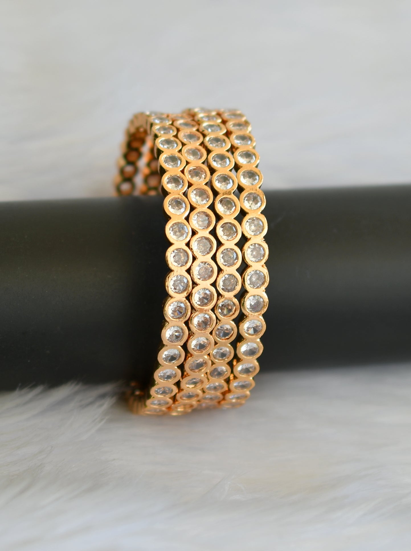 Gold tone white stone set of 4 Bangles(2.8) dj-40713 – dreamjwell