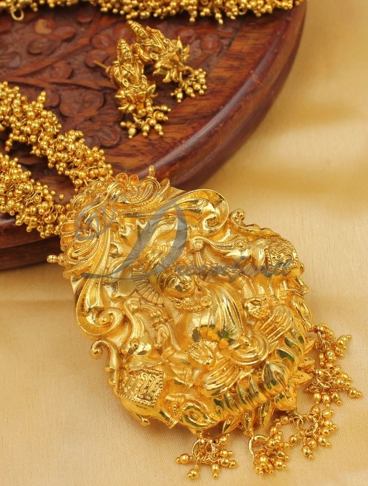 DREAMJWELL - Beautiful Goldcluster Lakshmi Short Haar Set -dj02456 – dreamjwell