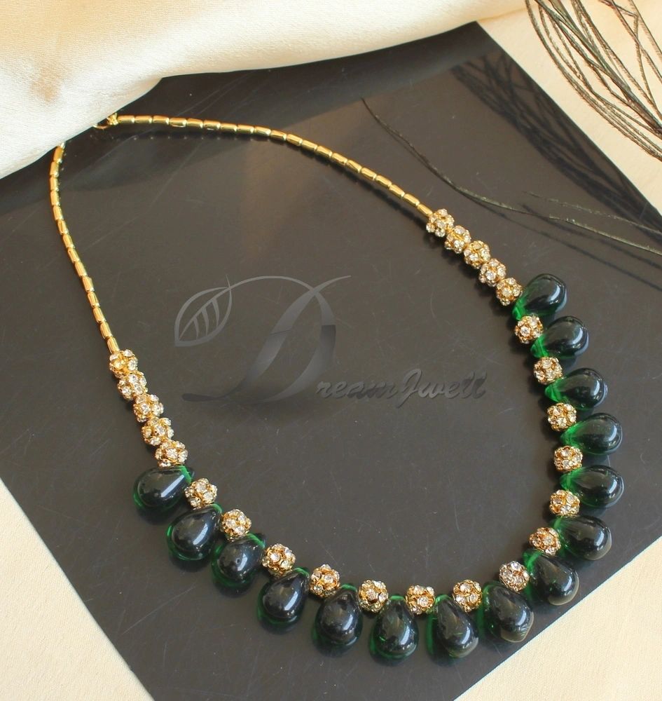 DREAMJWELL - Beautiful Handmade Green Drop Bead Necklace-dj03999 ...