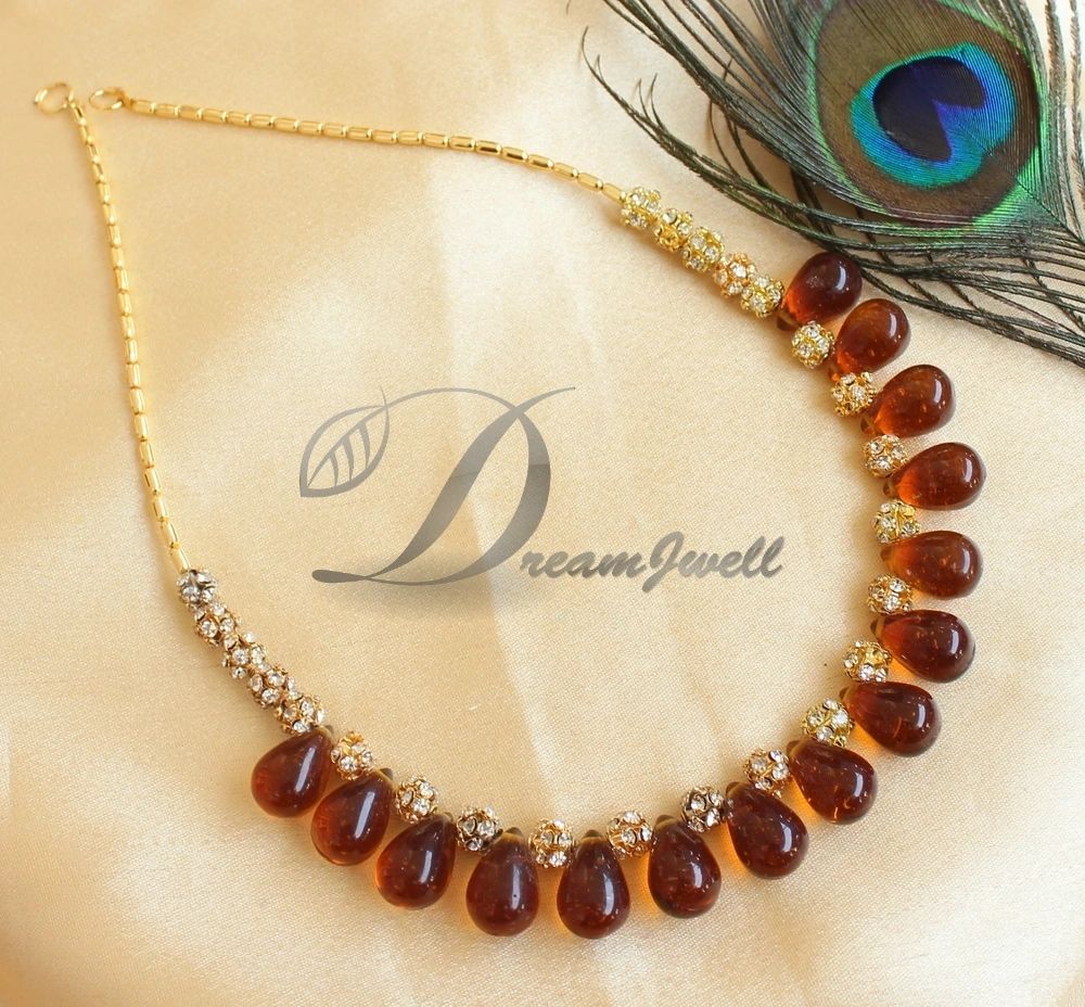 DREAMJWELL - Beautiful Handmade Brown Drop Bead Necklace-dj04001 ...