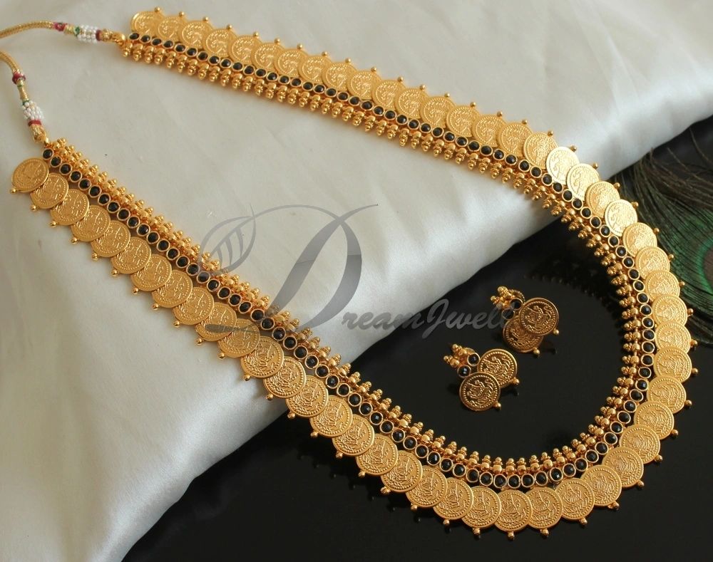 DREAMJWELL - Beautiful Antique Black Lakshmi Designer Long Coin Haar S ...